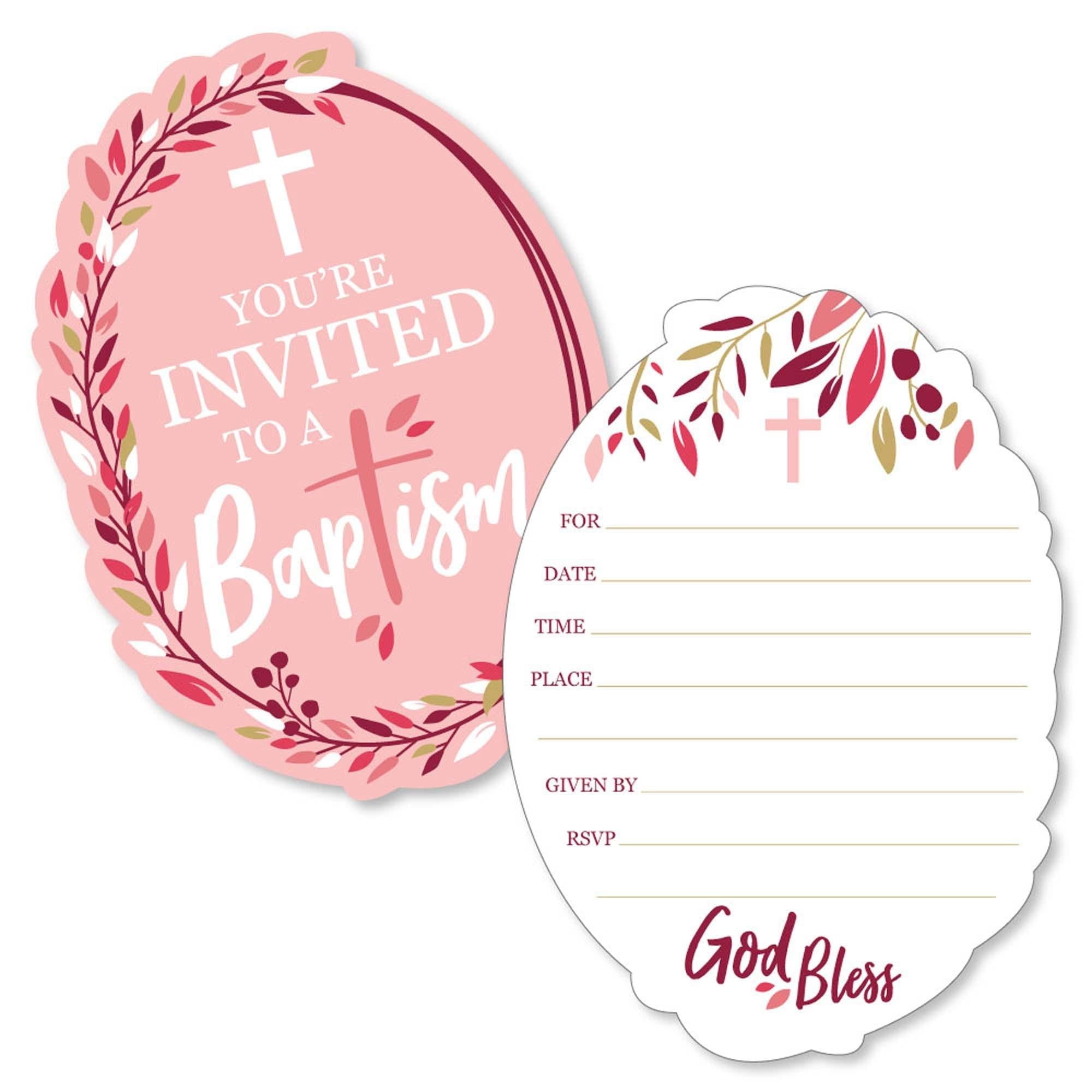 Big Dot of Happiness Baptism Pink Elegant Cross - Shaped Fill-in ...