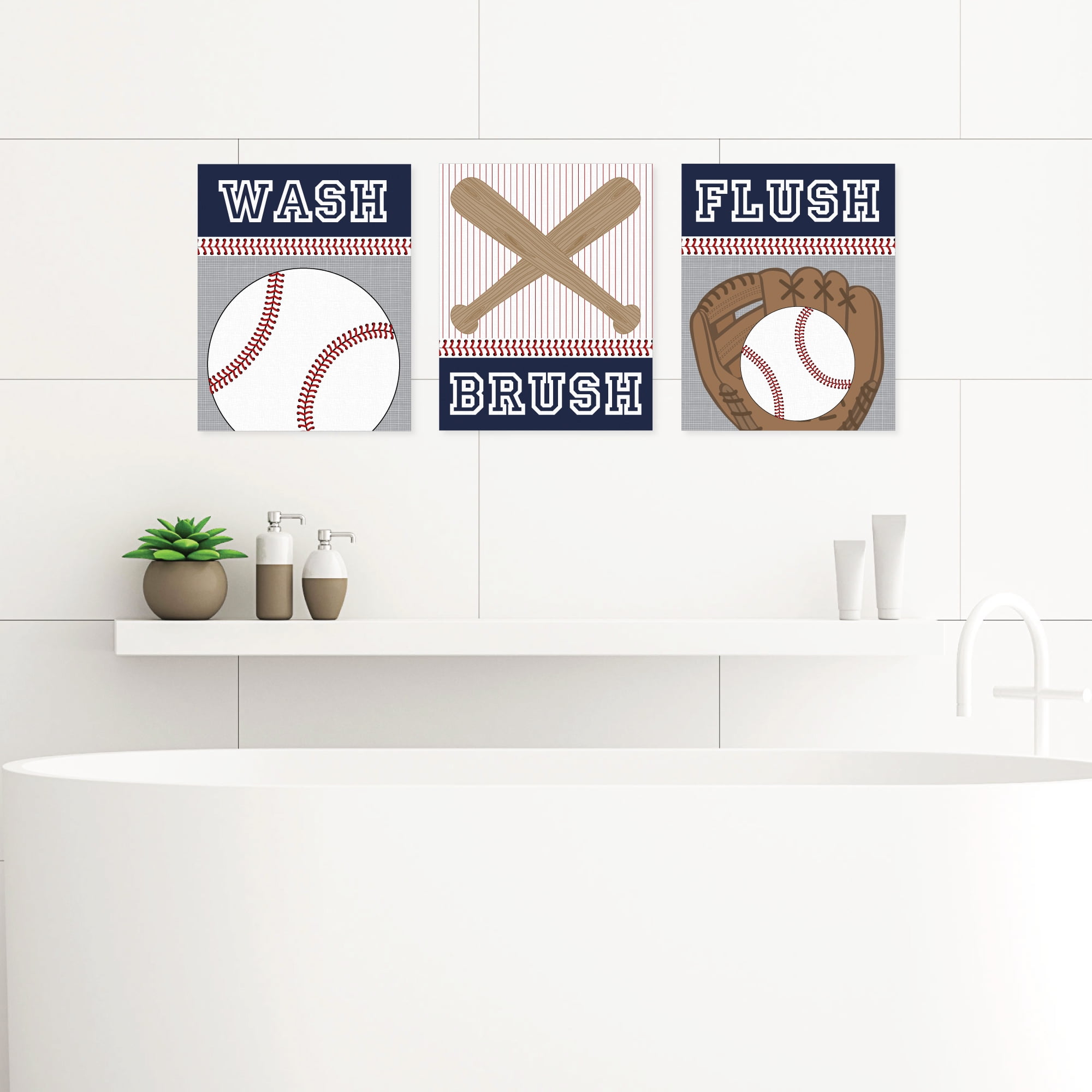 Big Dot of Happiness Batter Up - Baseball - Unframed Wash, Brush, Flush ...