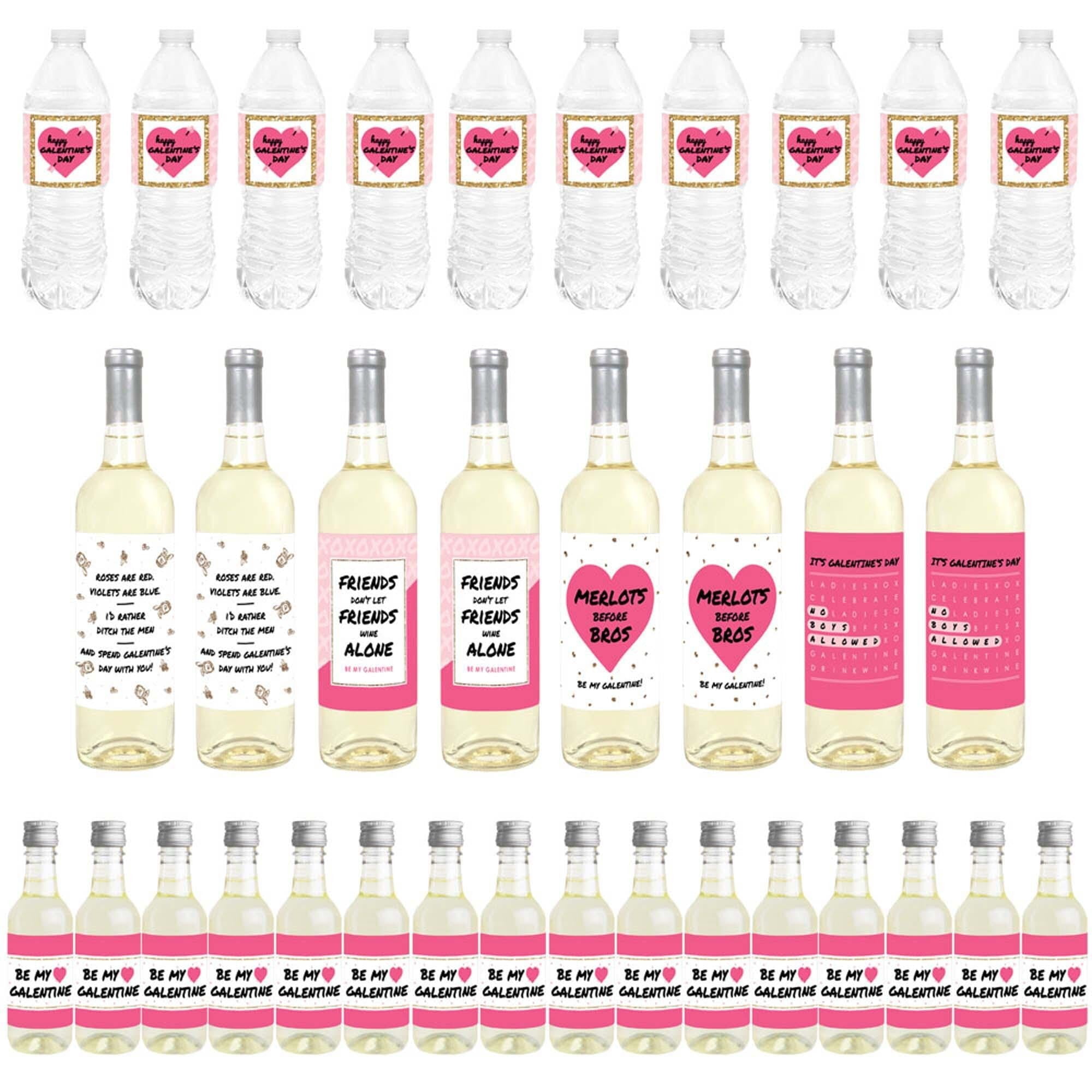 Big Dot of Happiness Be My Galentine - Mini Wine Bottle, Wine Bottle ...