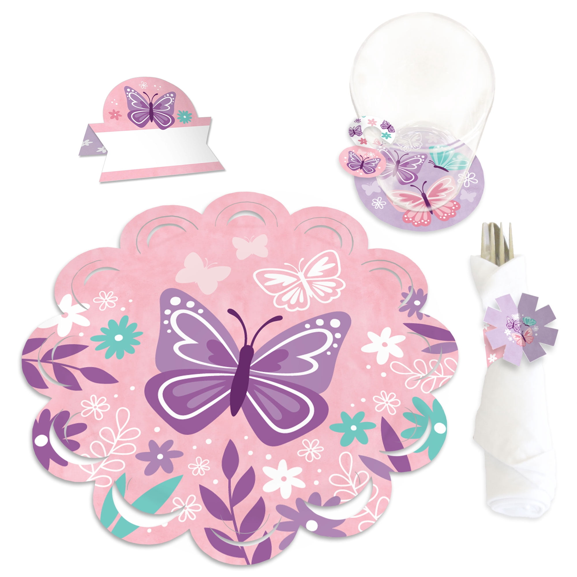 Big Dot of Happiness Beautiful Butterfly Floral Baby Shower or Birthday ...