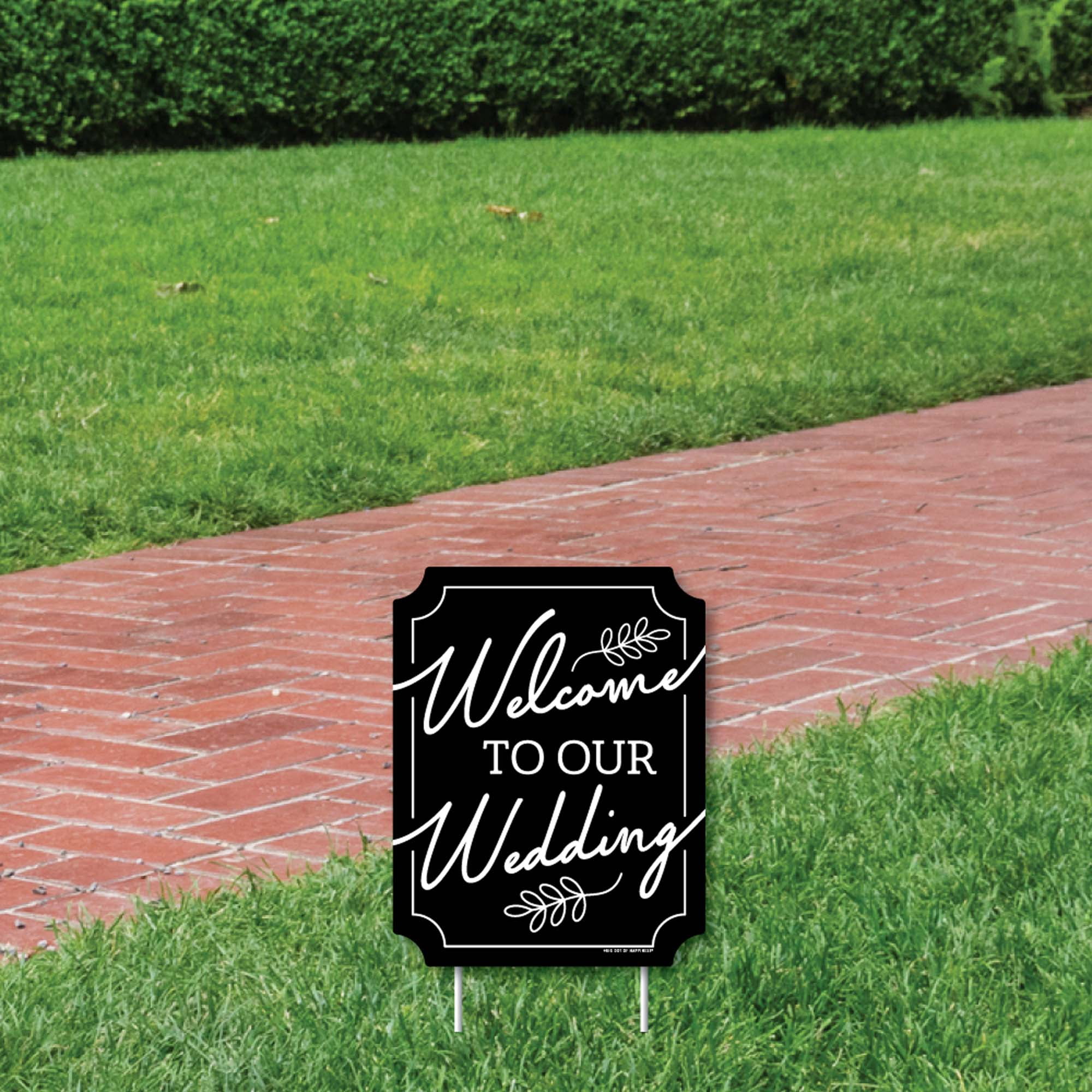 Big Dot of Happiness Black Welcome to Our Wedding - Outdoor Lawn Sign ...