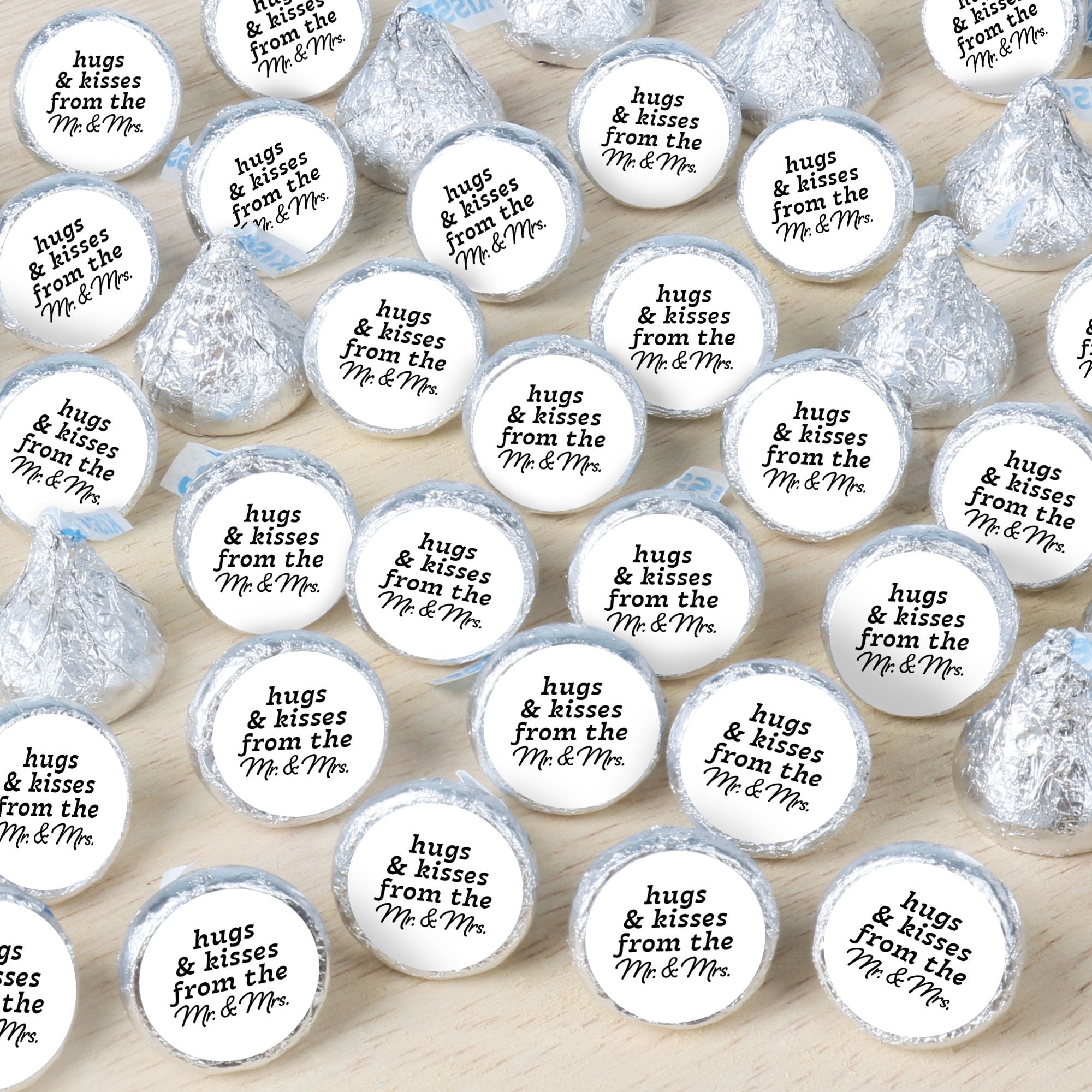 Big Dot of Happiness Black & White Wedding Candy Stickers, Mr & Mrs ...