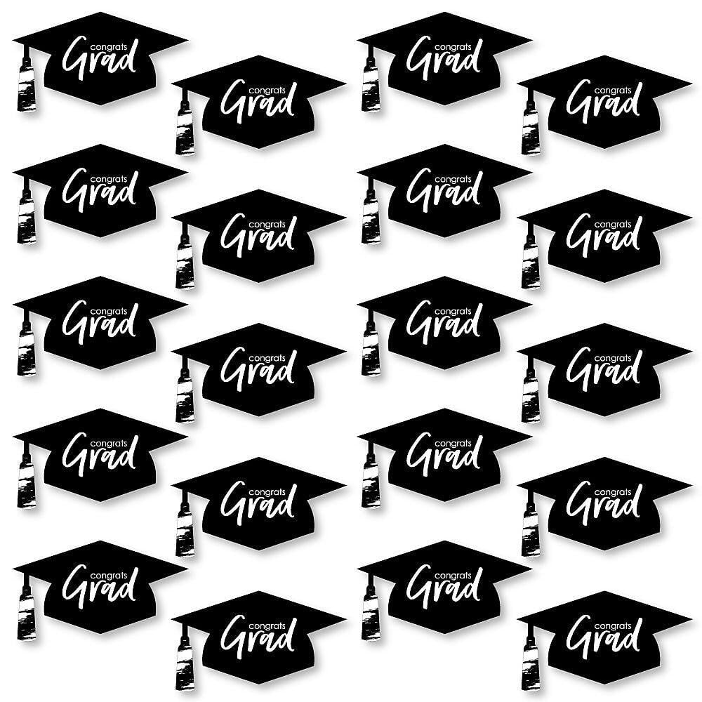 Big Dot of Happiness Black and White Graduation Hat Decorations - DIY ...