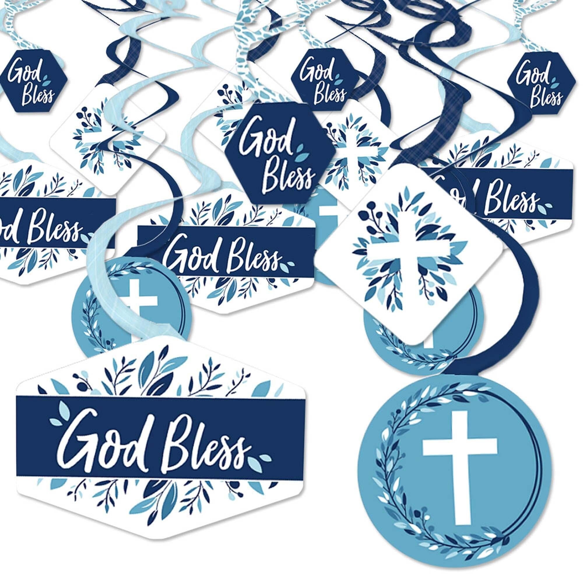 Big Dot of Happiness Blue Elegant Cross - Boy Religious Party Hanging ...