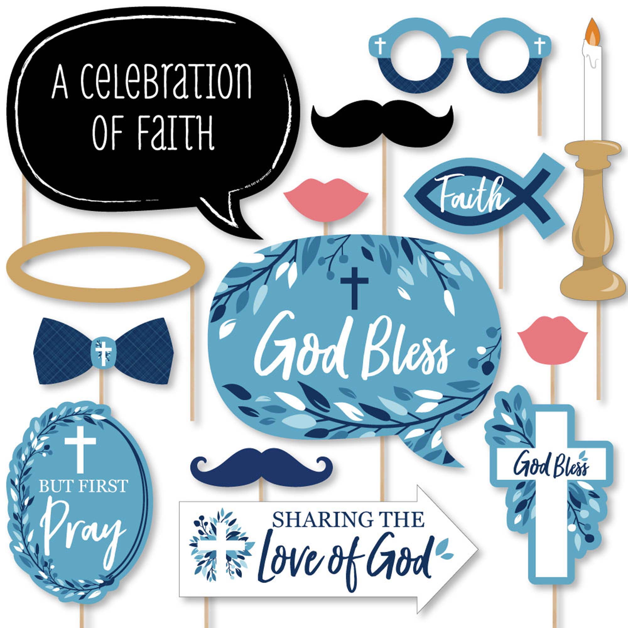Big Dot of Happiness Blue Elegant Cross - Boy Religious Party Photo ...