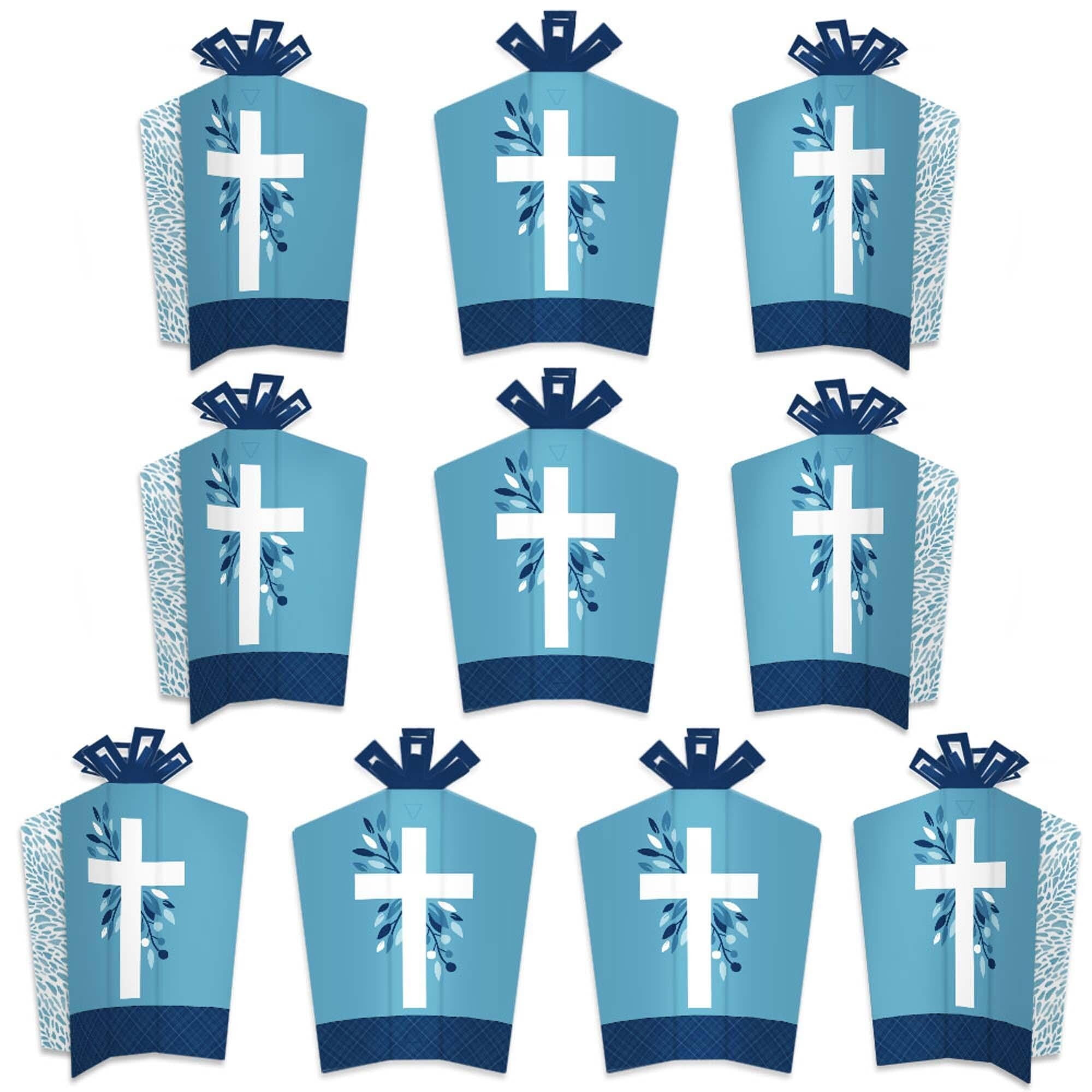 Big Dot of Happiness Blue Elegant Cross - Table Decorations - Boy ...