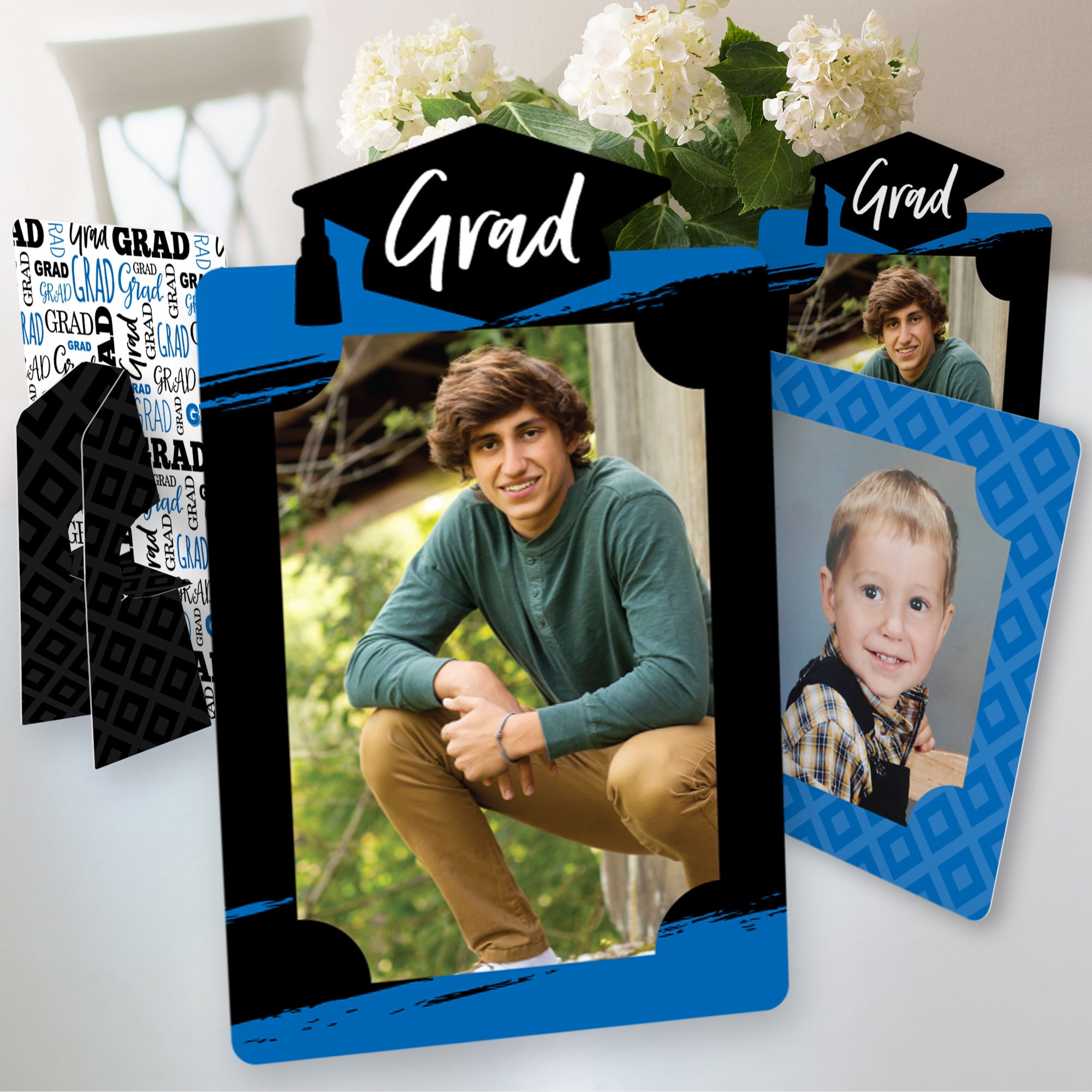 Big Dot of Happiness Blue Graduation Party Centerpieces - 4x6 Picture ...
