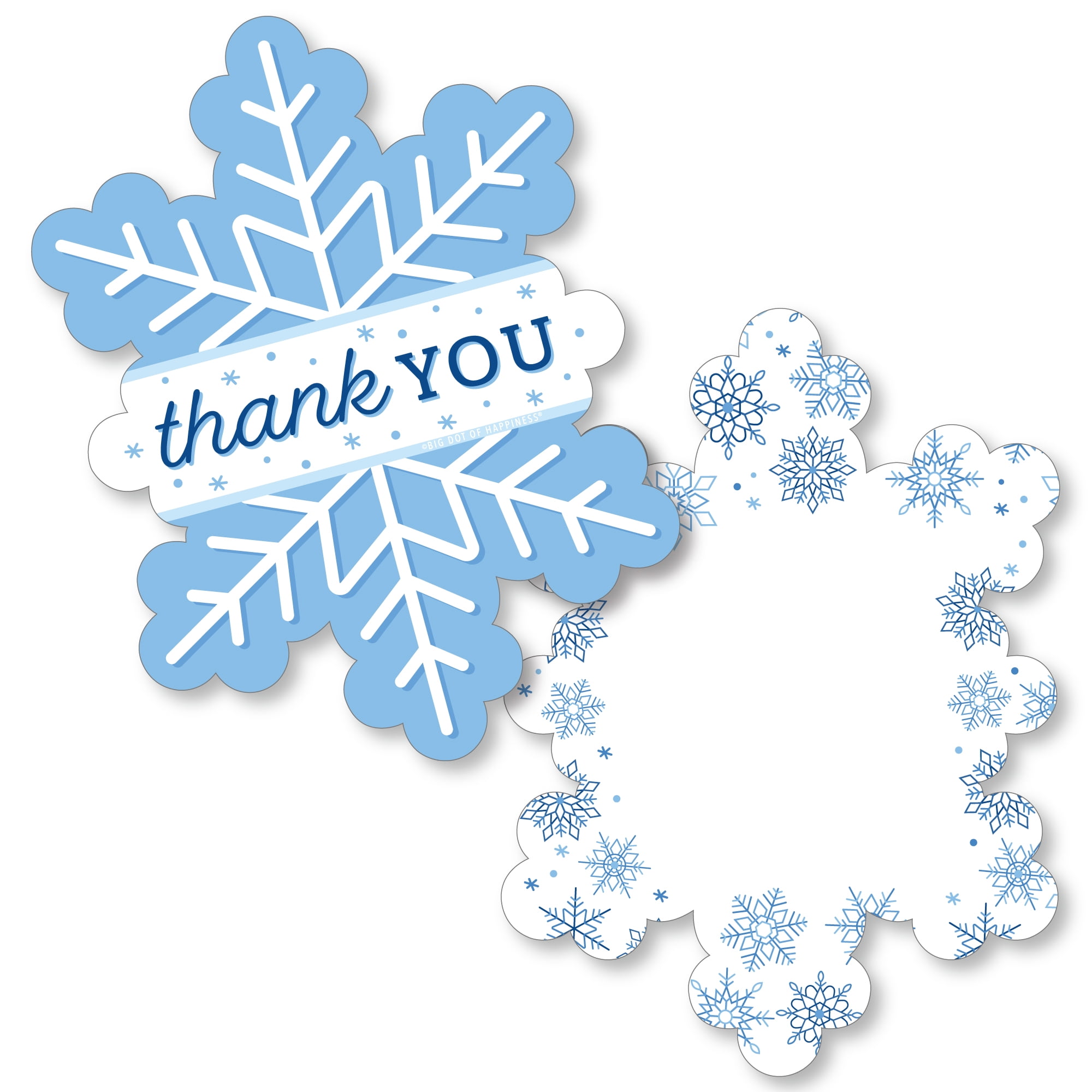 Big Dot of Happiness Blue Snowflakes - Shaped Thank You Cards - Winter ...
