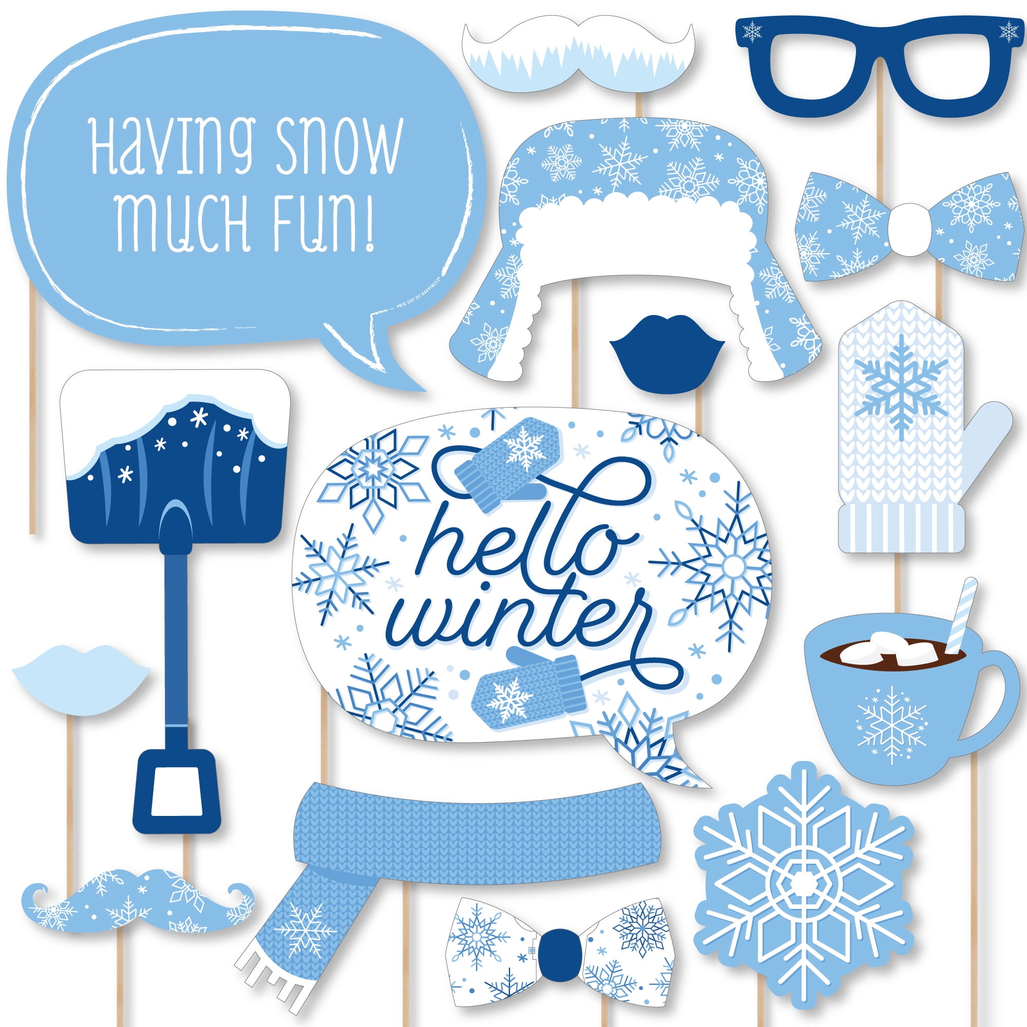 Big Dot of Happiness Blue Snowflakes - Winter Holiday Party Photo Booth ...