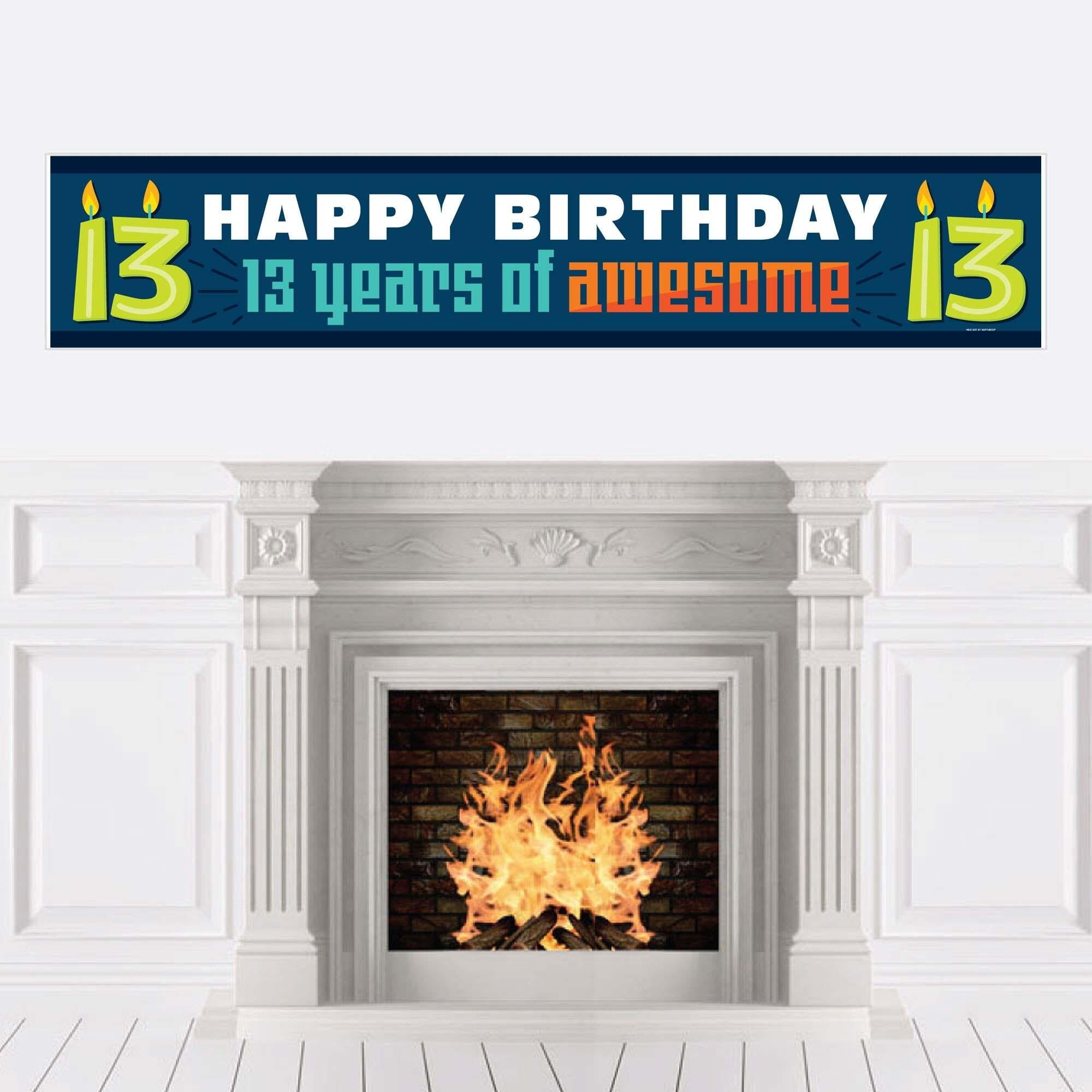 Big Dot of Happiness Boy's 13th Birthday Party Banner - Official ...