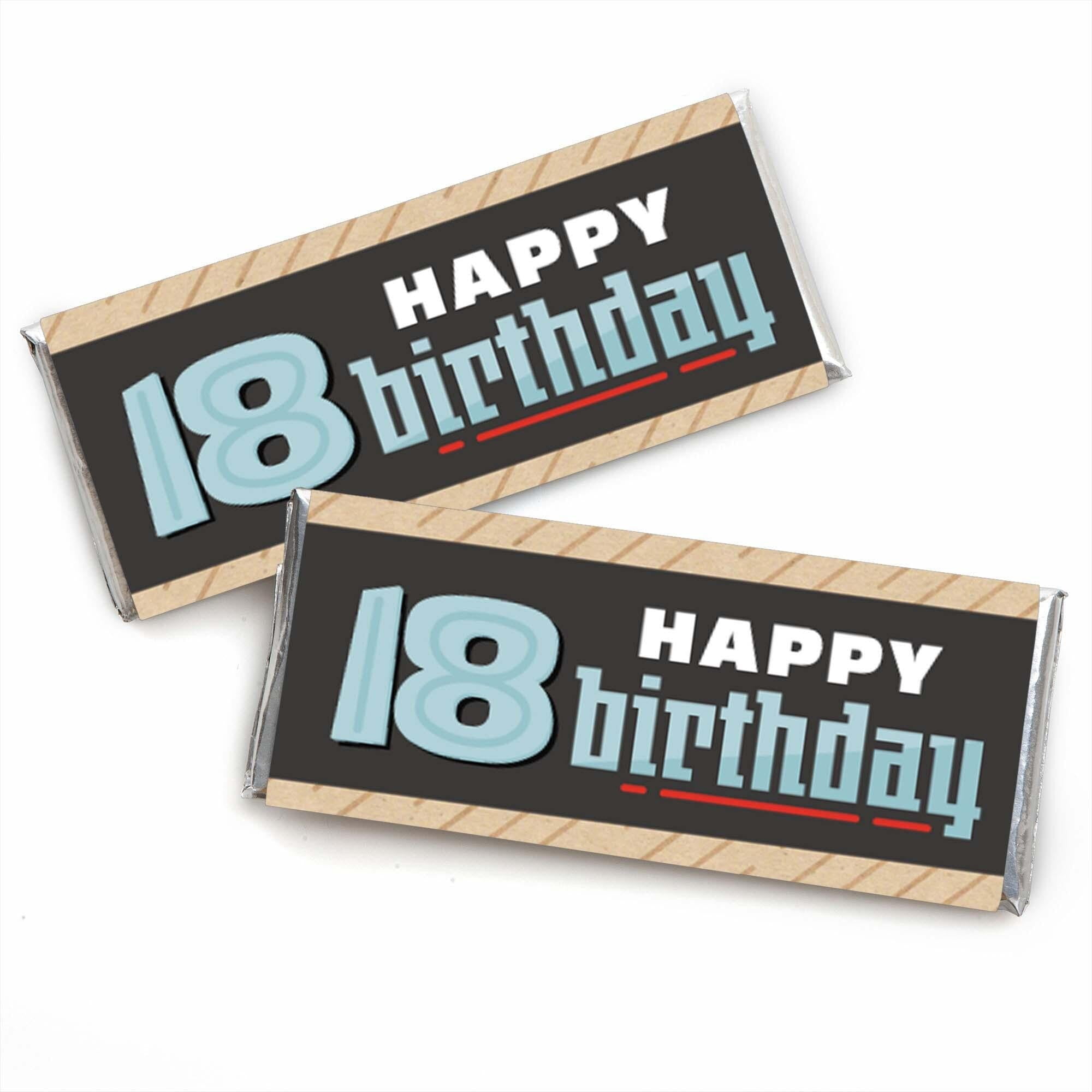 Big Dot of Happiness Boy 18th Birthday - Candy Bar Wrapper Eighteenth ...