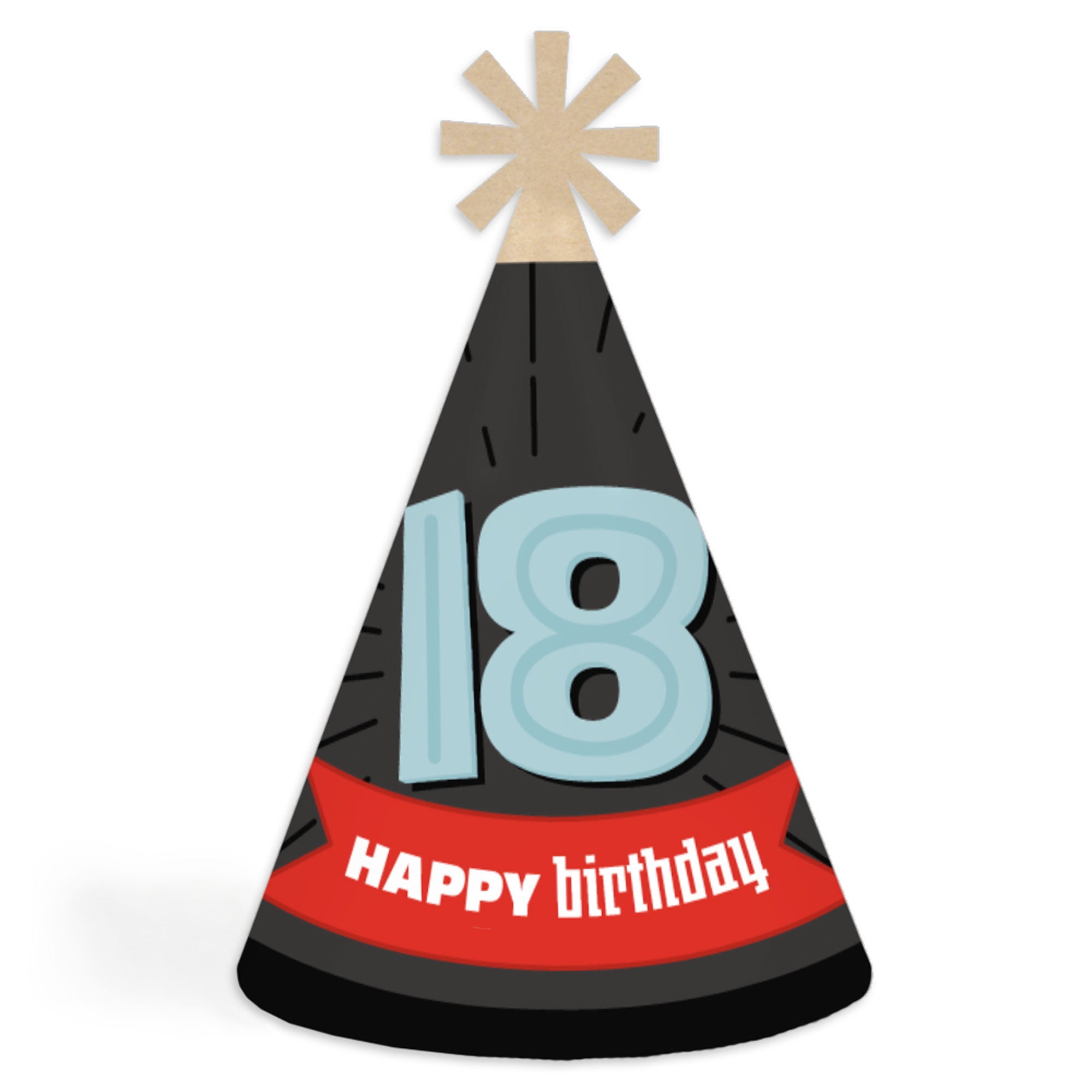 Big Dot of Happiness Boy 18th Birthday - Cone Happy Birthday Party Hats ...