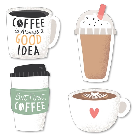 Big Dot of Happiness But First, Coffee - DIY Shaped Cafe Themed Party ...