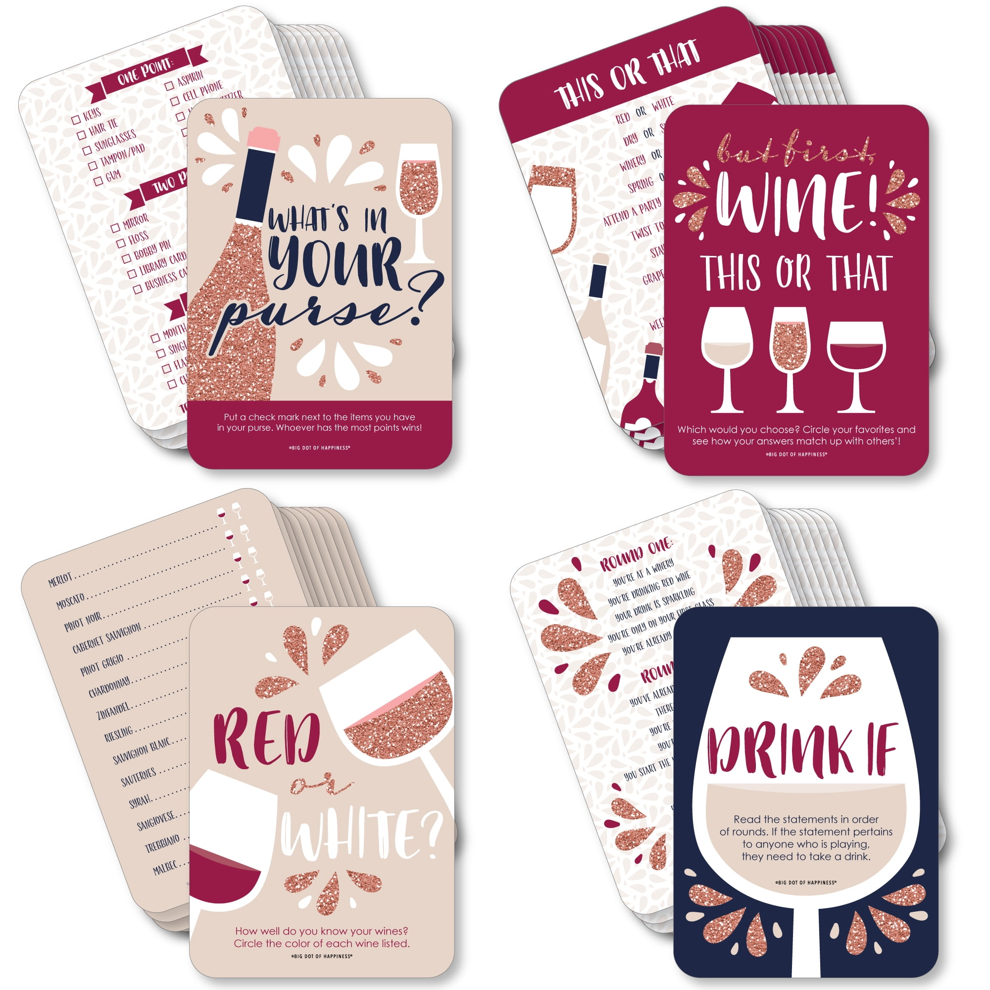 Big Dot of Happiness But First, Wine - 4 Wine Tasting Party Games - 10 ...