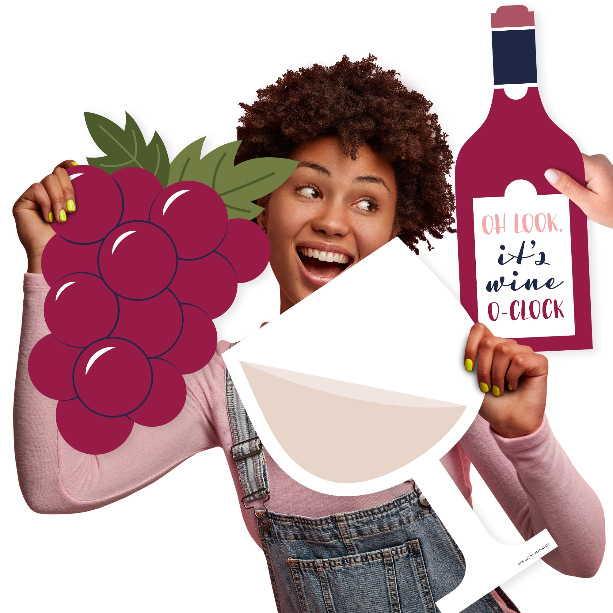 Big Dot of Happiness But First, Wine - Glass, Bottle, and Grapes ...