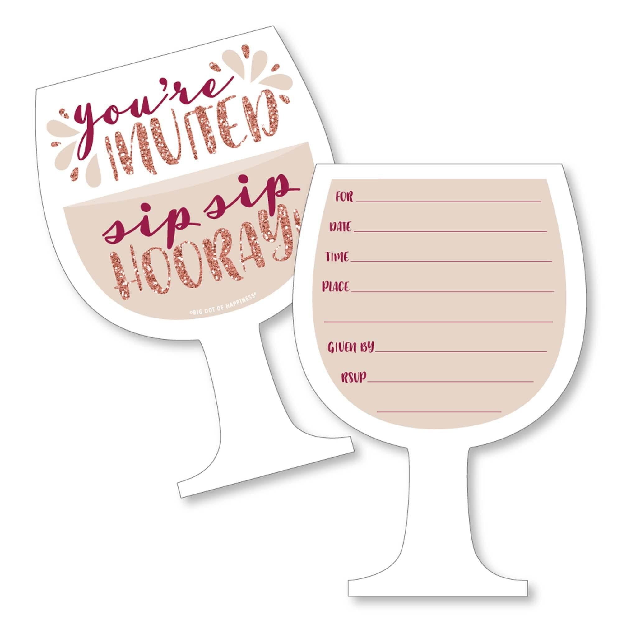 Big Dot of Happiness But First, Wine - Shaped Fill-in Invitations ...