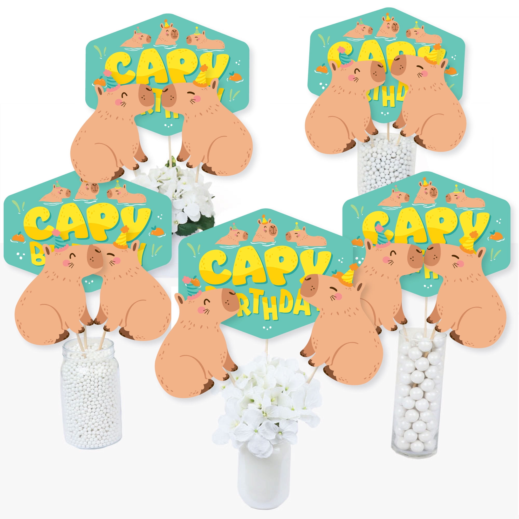Big Dot of Happiness Capy Birthday - Capybara Party Centerpiece Sticks ...