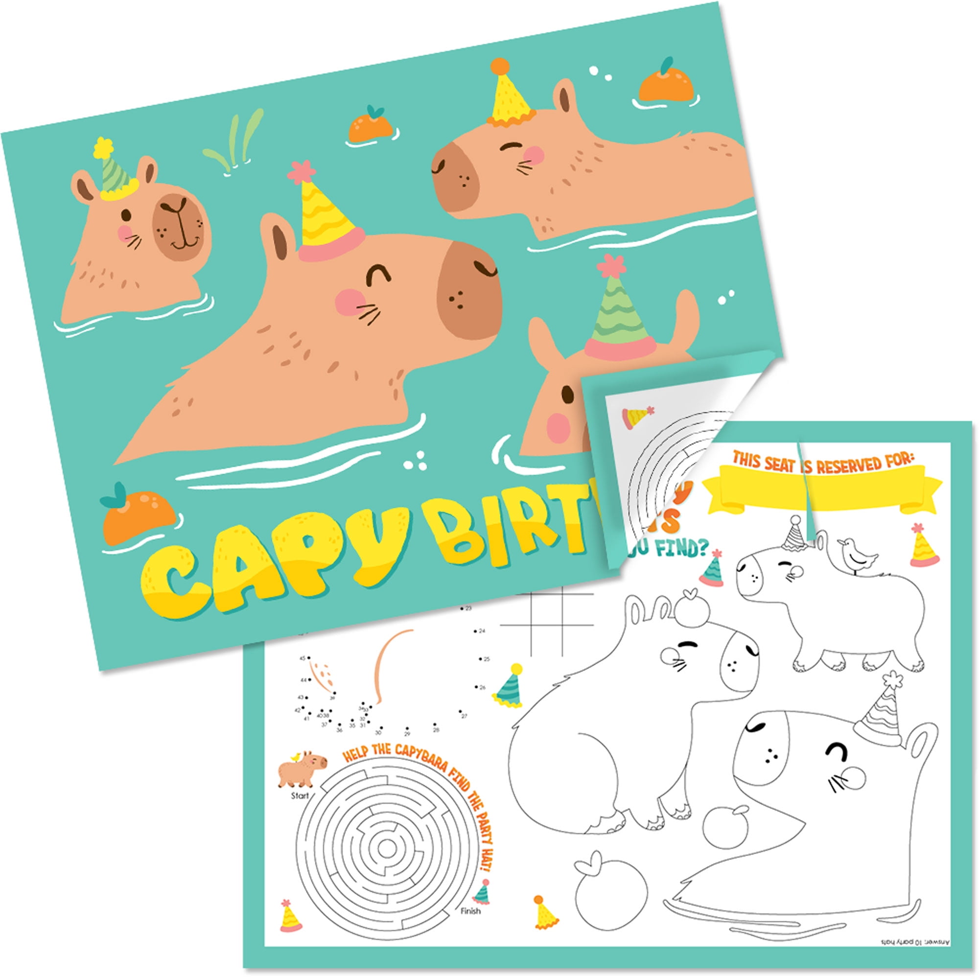 Big Dot of Happiness Capy Birthday - Paper Capybara Party Coloring ...