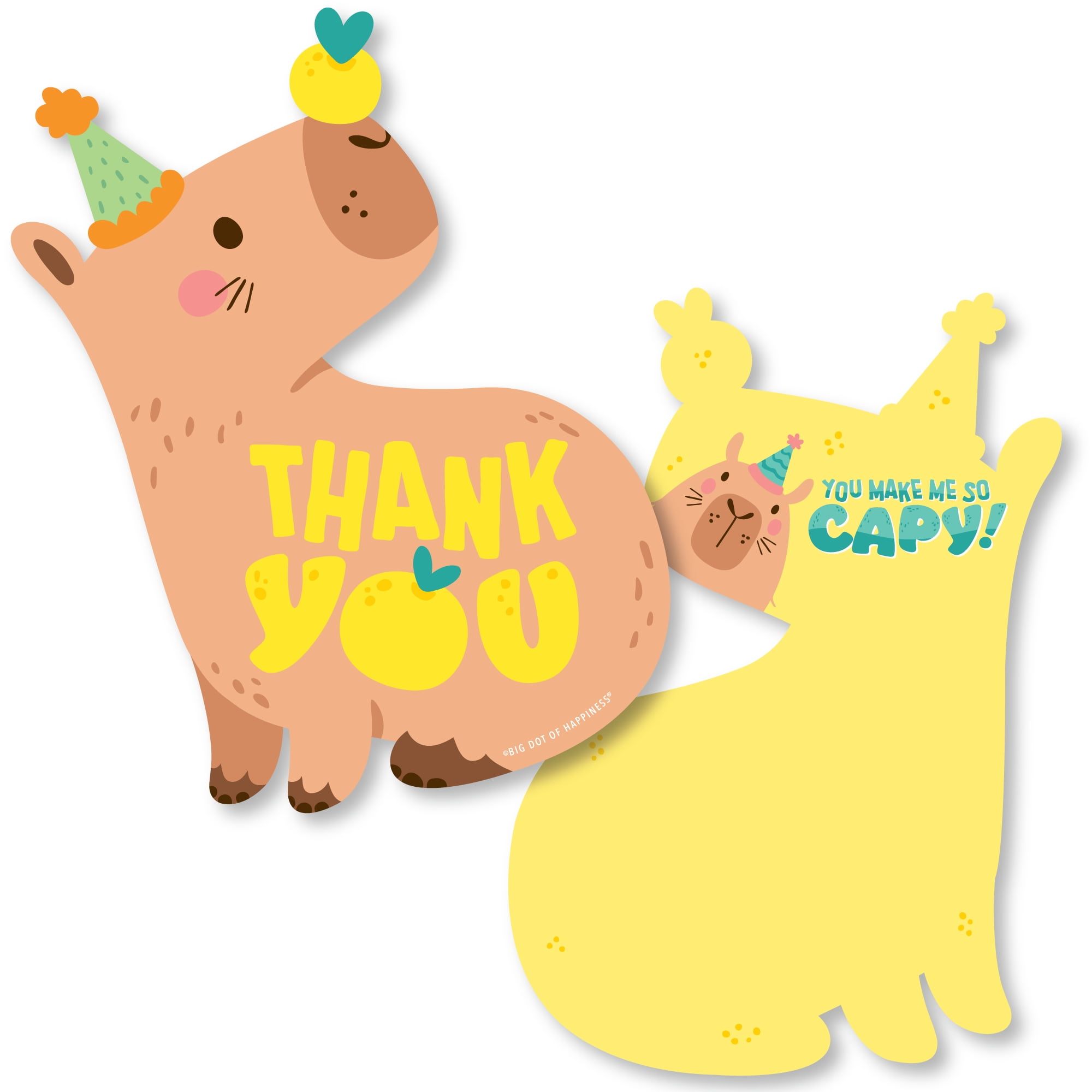 Big Dot of Happiness Capy Birthday - Shaped Thank You Cards - Capybara ...