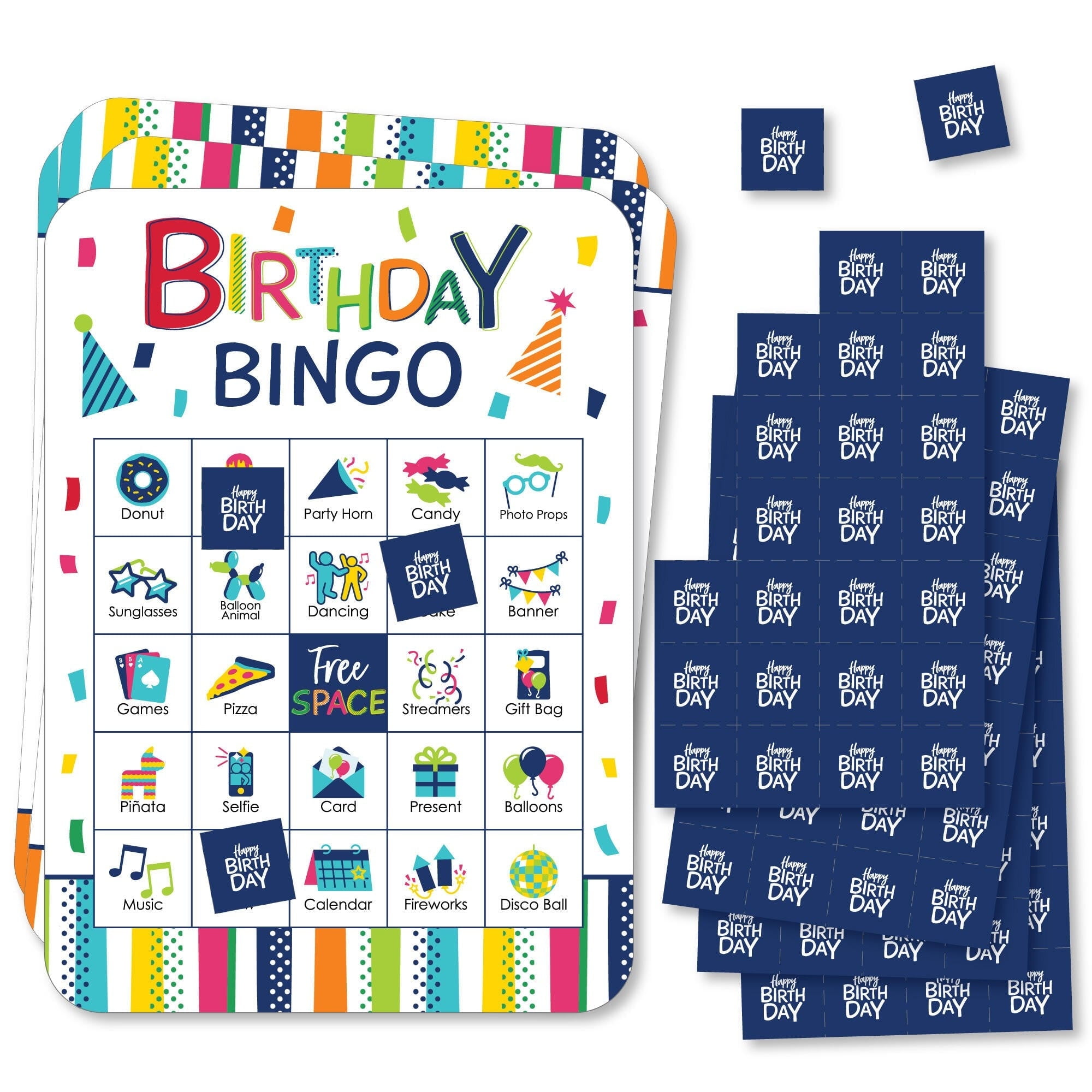 Big Dot of Happiness Cheerful Happy Birthday - Picture Bingo Cards and ...