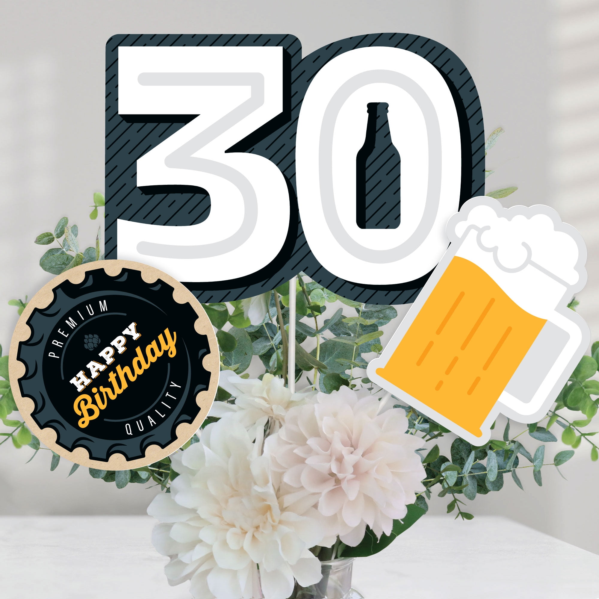 Big Dot of Happiness Cheers and Beers 30th Birthday Party Centerpiece ...