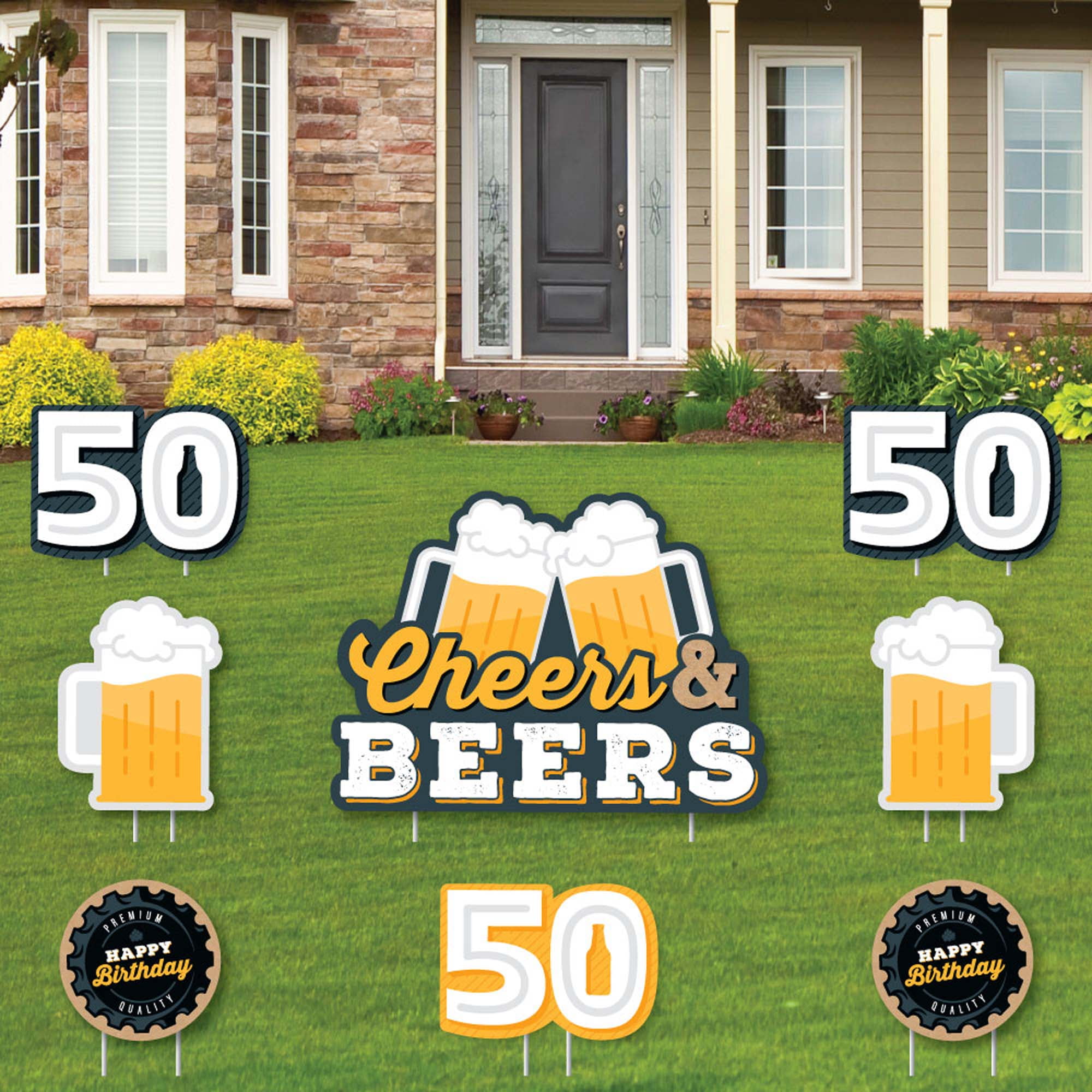 Big Dot of Happiness Cheers and Beers to 50 Years - Yard Sign and ...