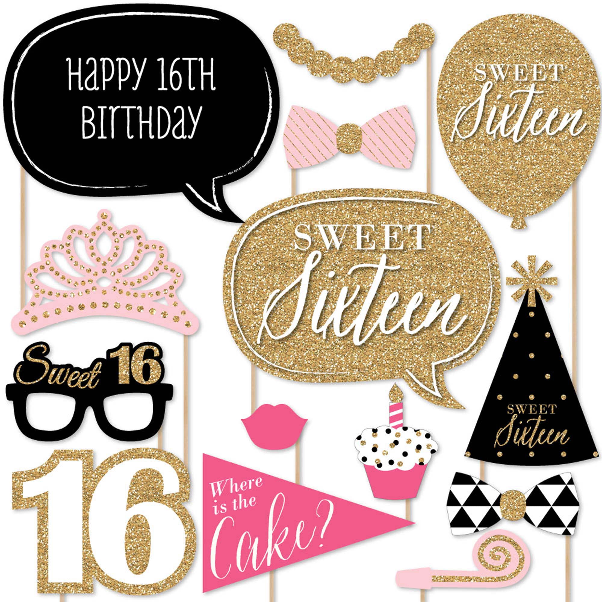 Big Dot of Happiness Chic 16th Birthday - Pink, Black and Gold - Photo ...