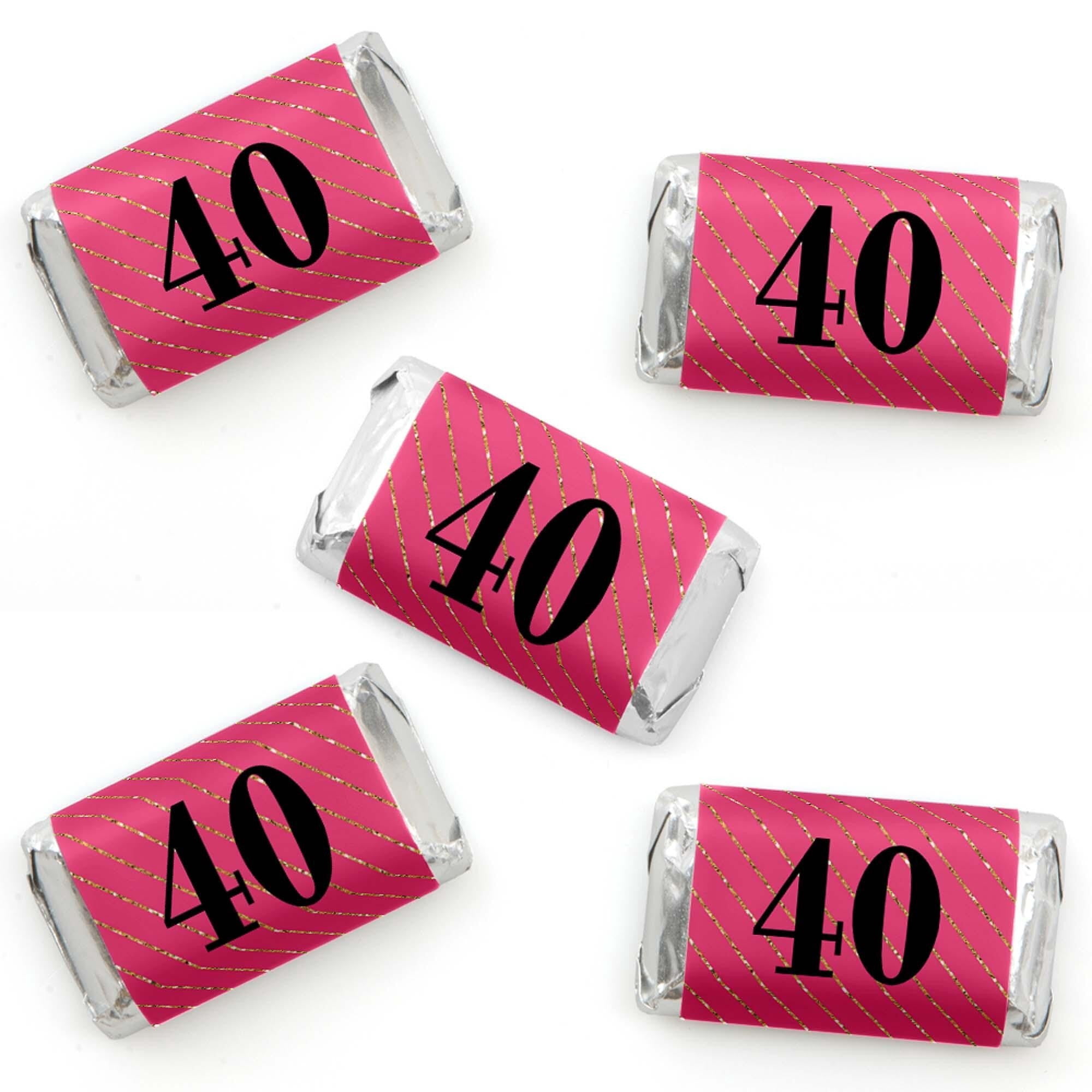 Big Dot of Happiness Chic 40th Birthday - Pink, Black and Gold - Mini ...