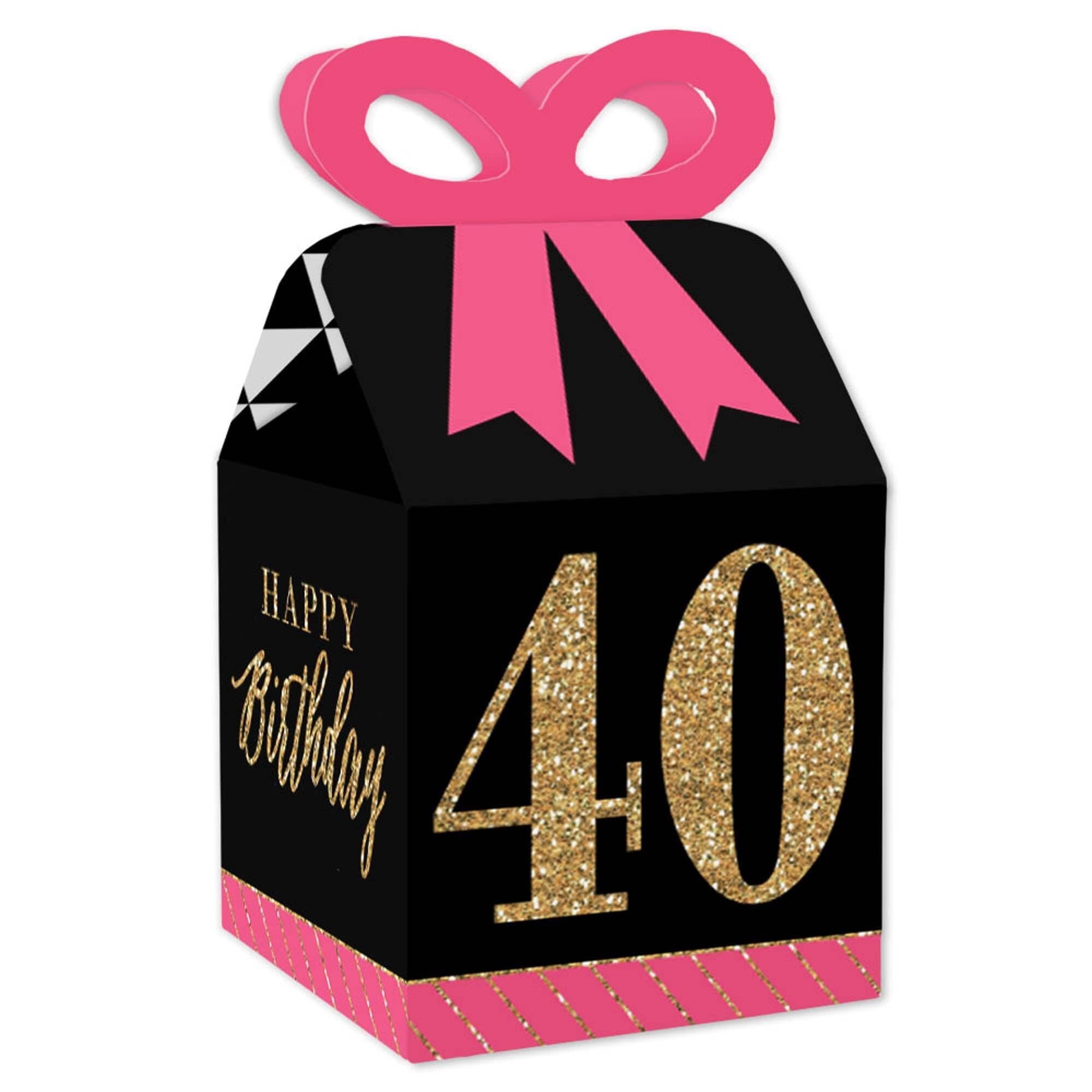 Big Dot of Happiness Chic 40th Birthday - Pink, Black and Gold - Square ...