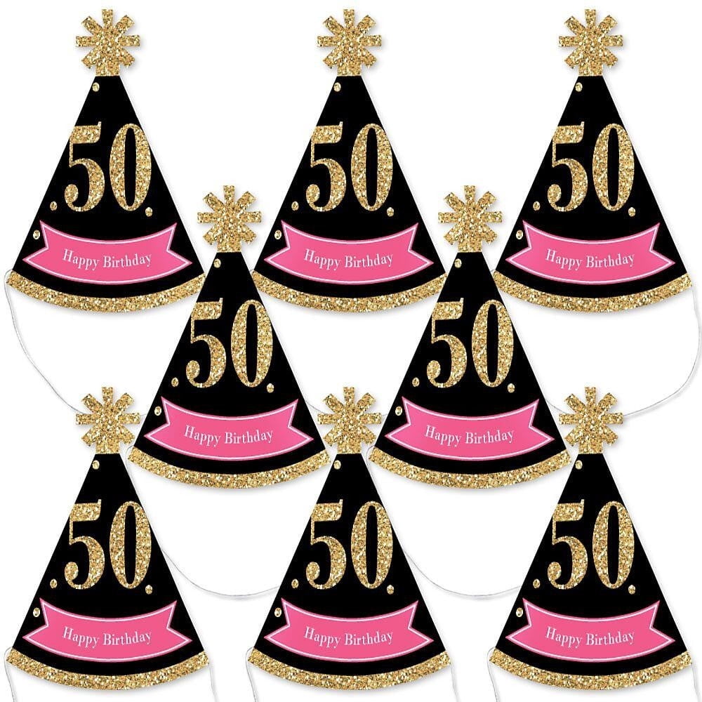 Big Dot of Happiness Chic 50th Birthday - Pink, Black and Gold - Mini ...
