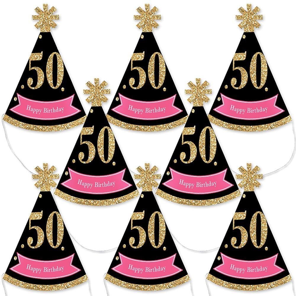 Big Dot of Happiness Chic 50th Birthday - Pink, Black and Gold - Mini ...