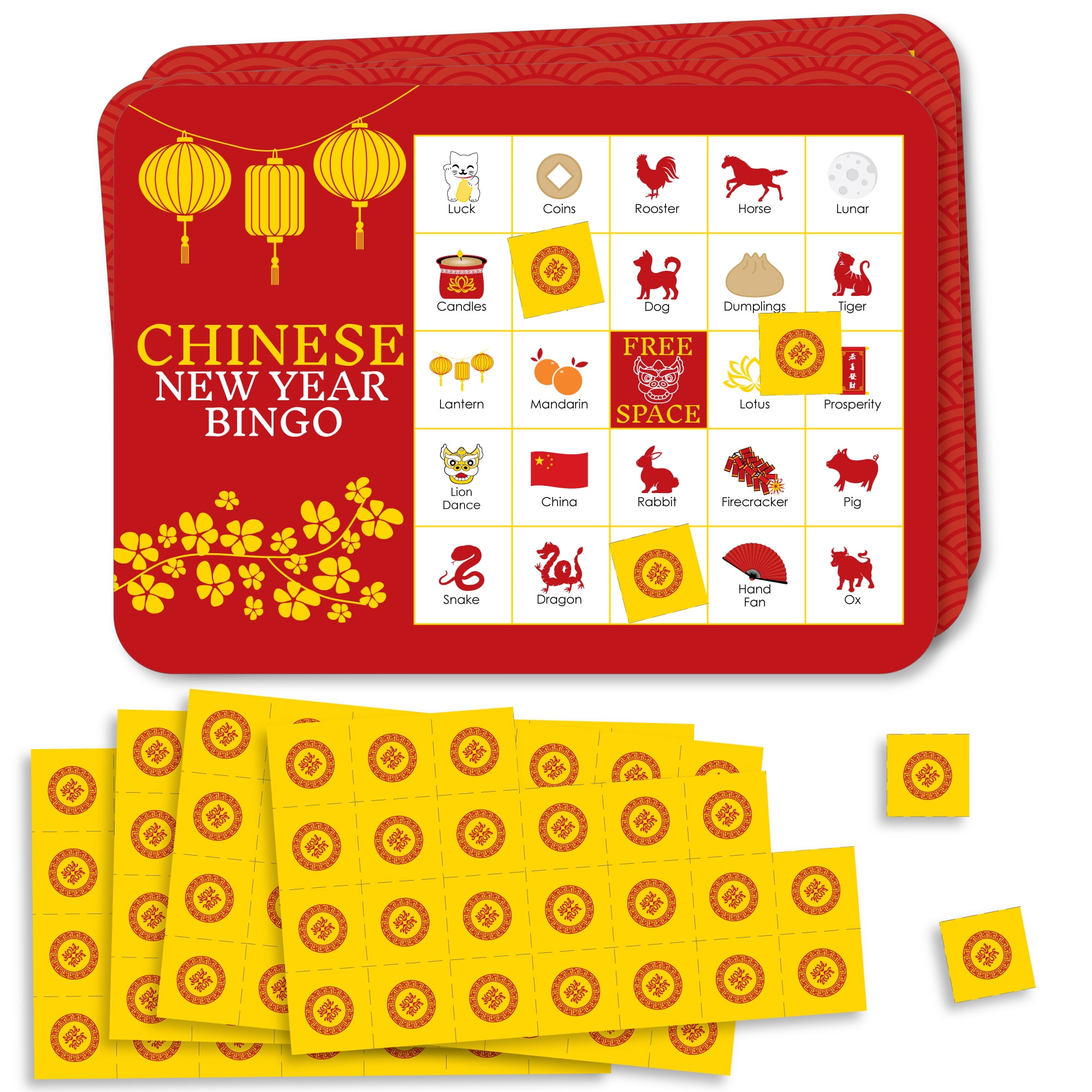 Big Dot of Happiness Lunar New Year - Bingo Cards and Markers - Party ...