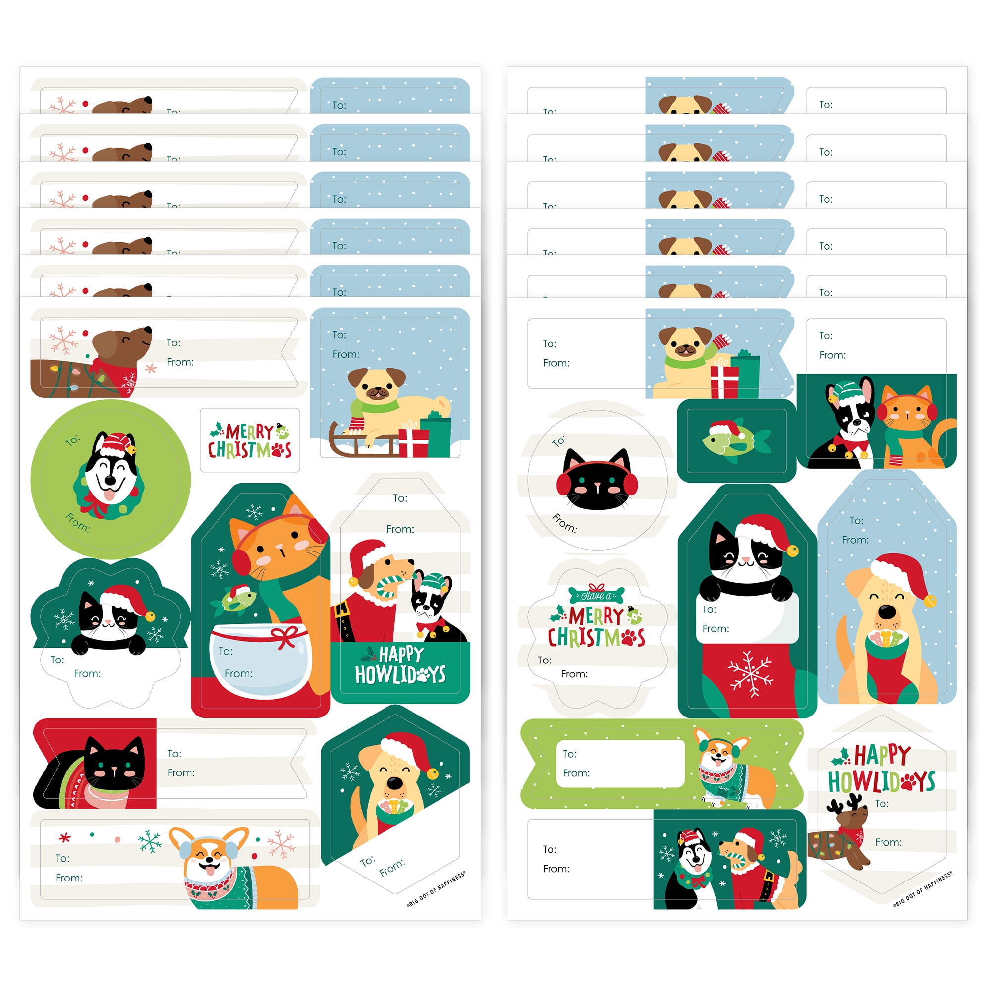 Big Dot of Happiness Christmas Pets - Assorted Cats and Dogs Holiday ...