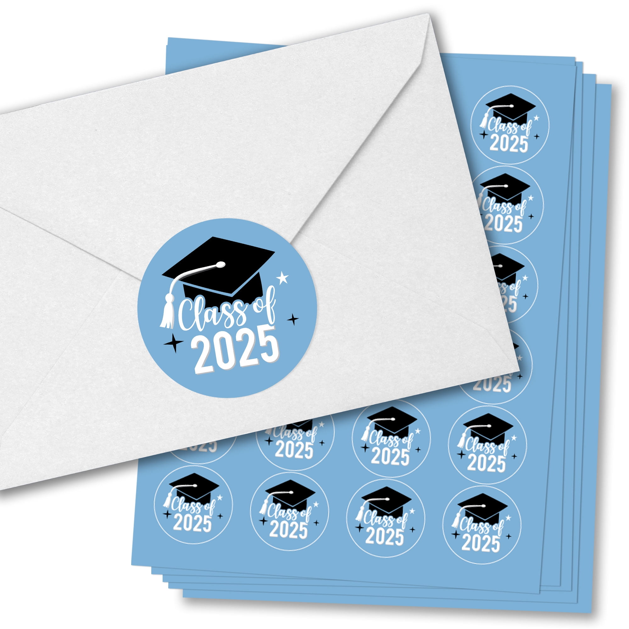 Big Dot of Happiness Class of 2025 Light Blue Grad Envelope Seal ...