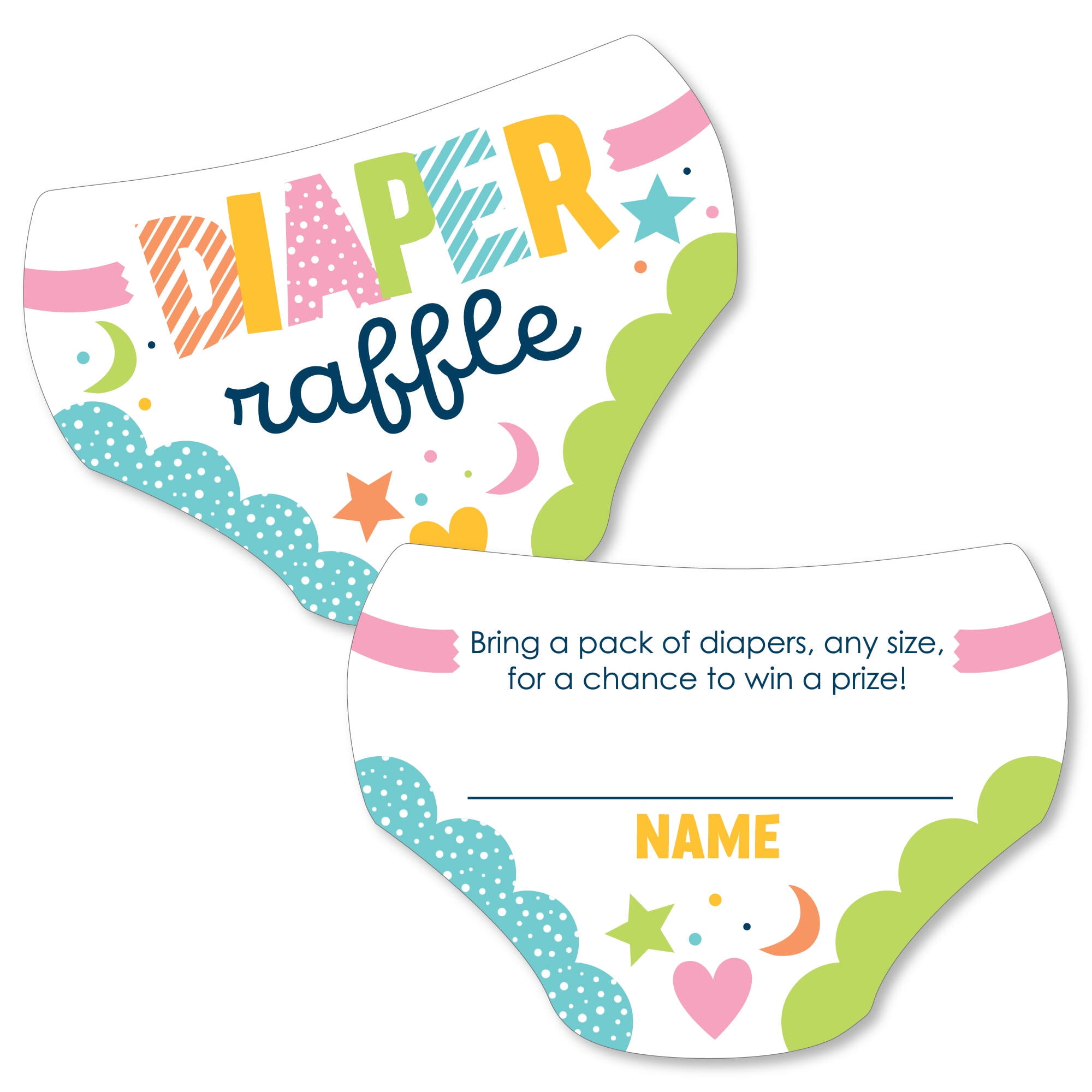 Big Dot of Happiness Colorful Baby Shower - Diaper Shaped Raffle Ticket ...