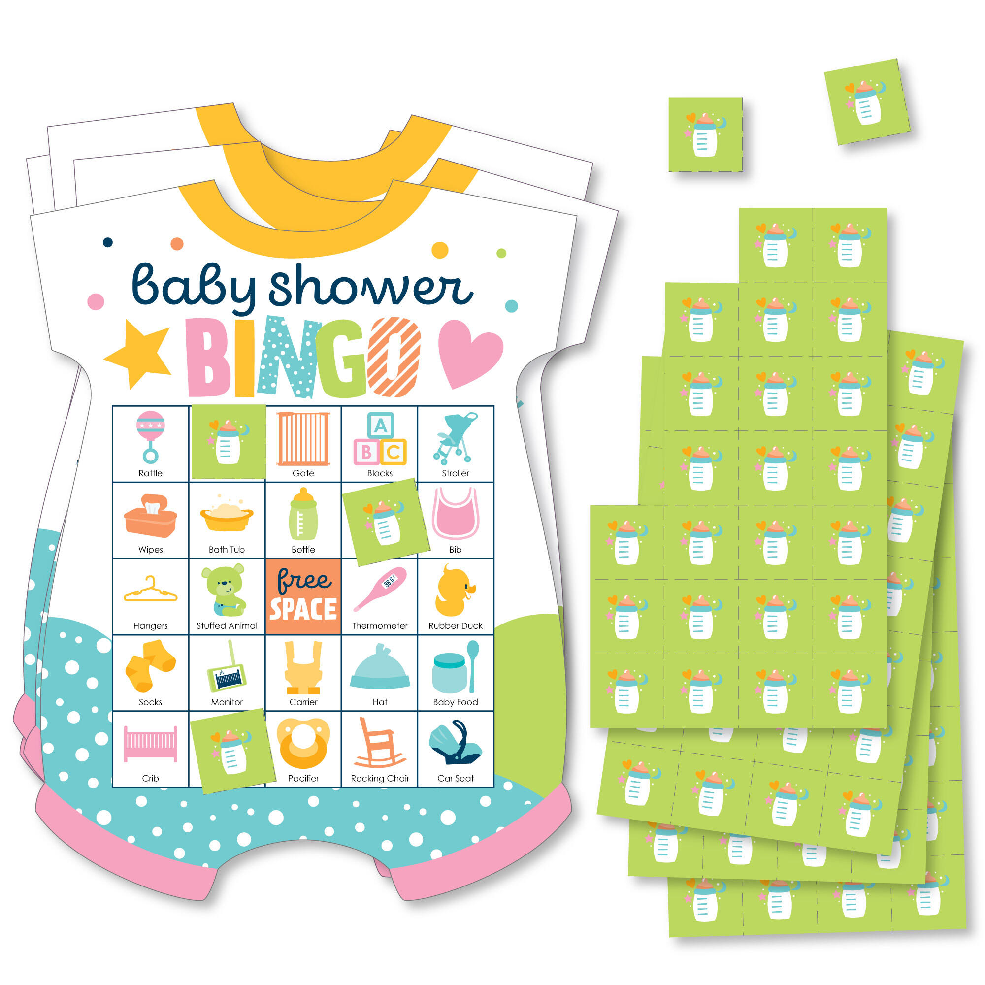 Big Dot of Happiness Colorful Baby Shower - Picture Bingo Cards and ...