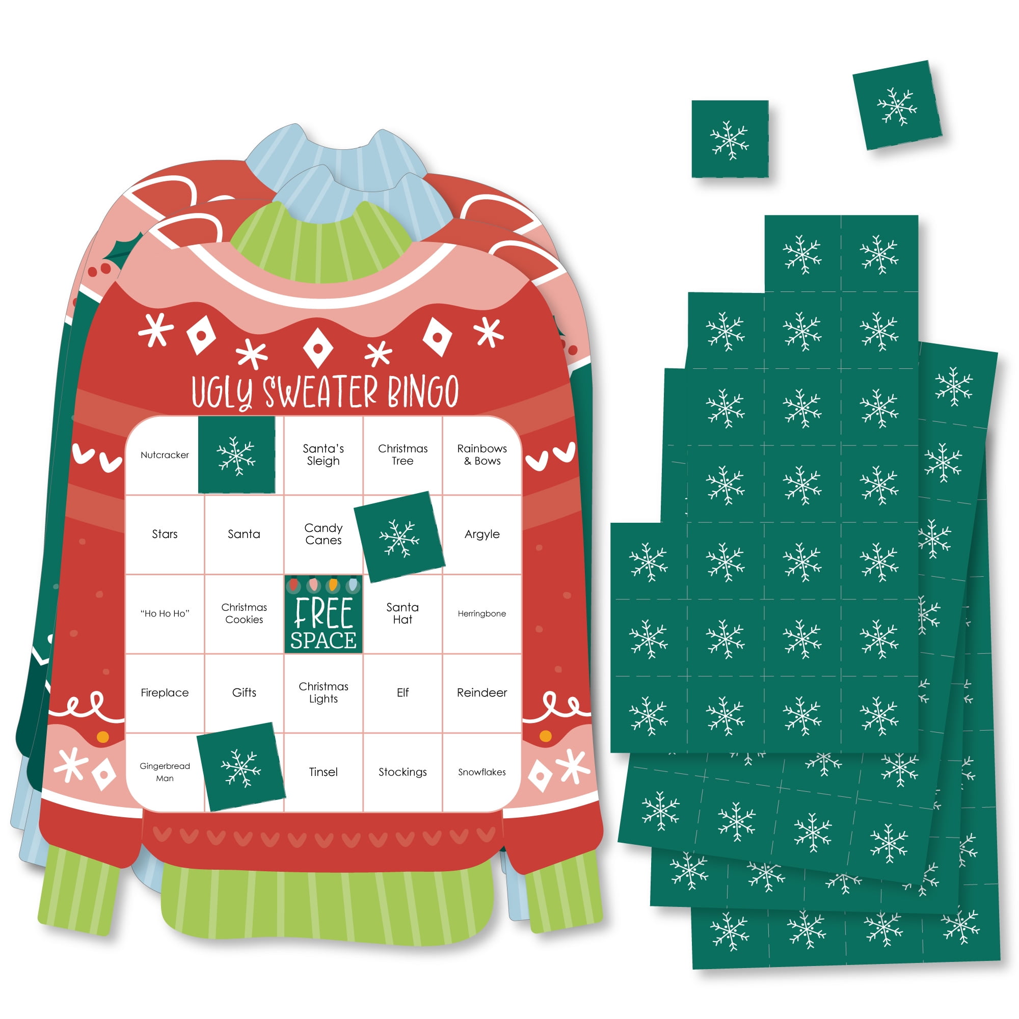 Big Dot of Happiness Colorful Christmas Sweaters - Bingo Cards and ...