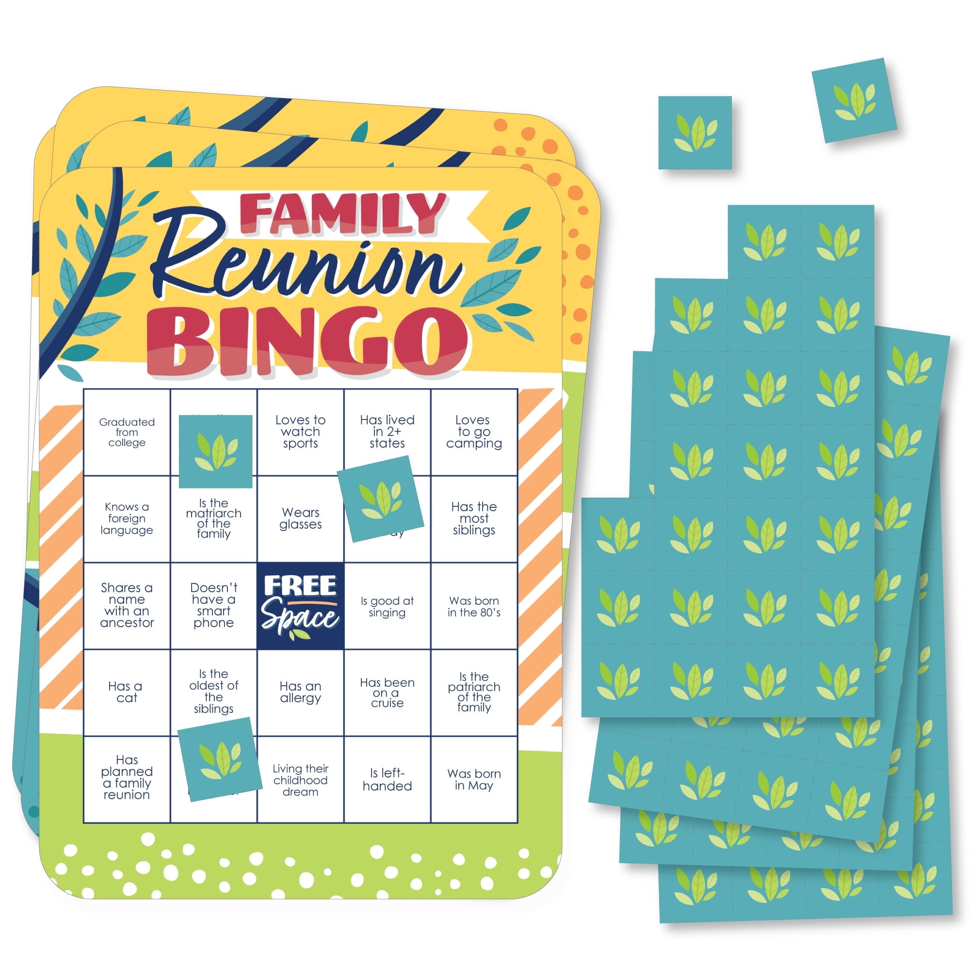Big Dot of Happiness Colorful Family Reunion - Bingo Cards and Markers ...