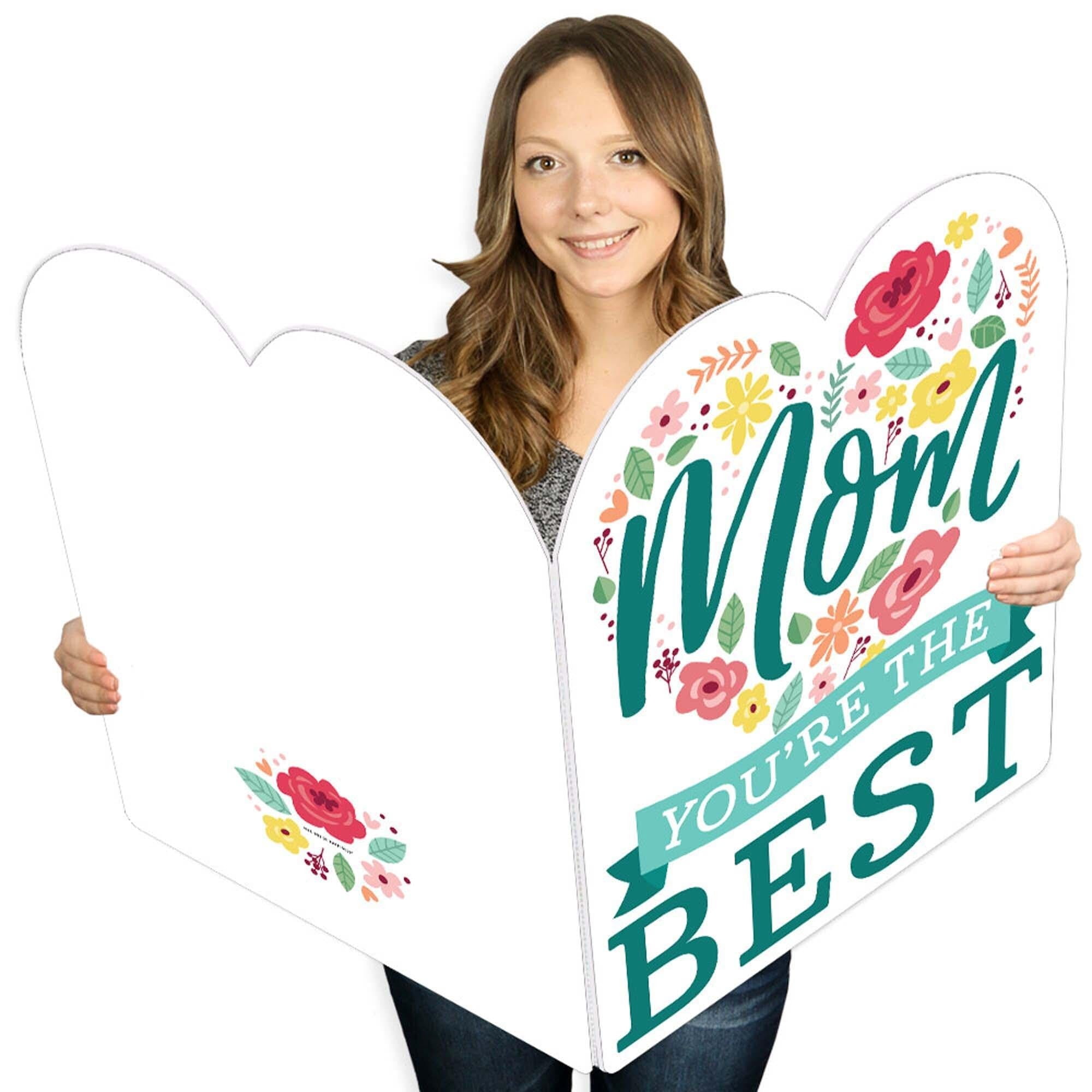 Big Dot of Happiness Giant Colorful Floral Mother's Day Card, Personal ...