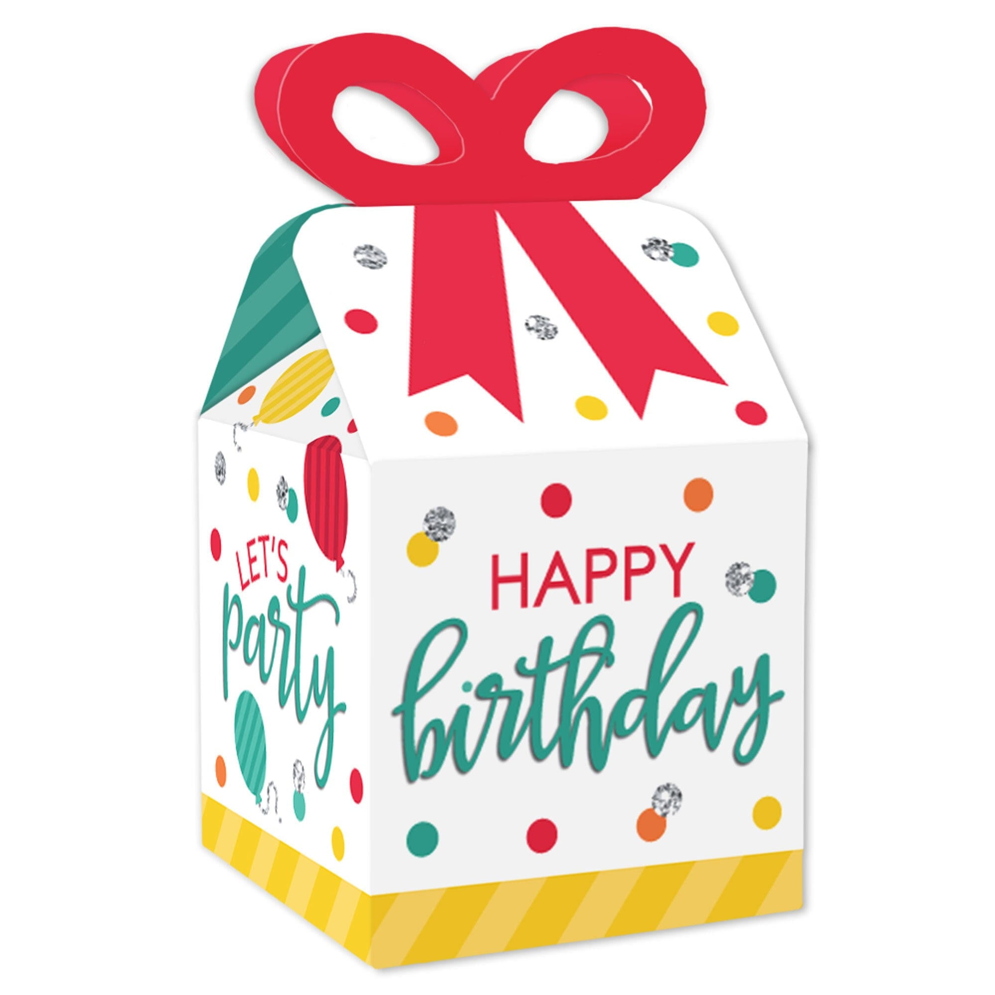 Big Dot of Happiness Colorful Happy Birthday - Square Favor Gift Boxes ...