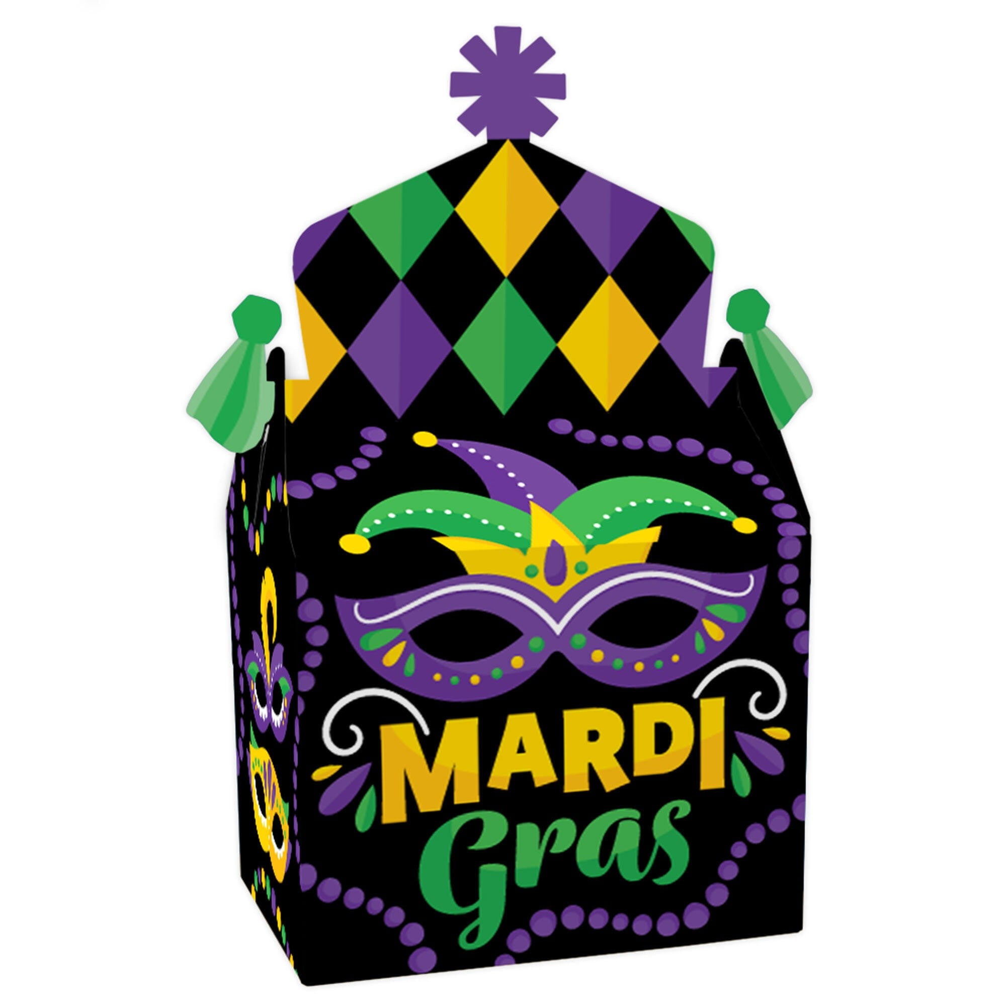 Big Dot of Happiness Colorful Mardi Gras Mask - Treat Box Party Favors ...