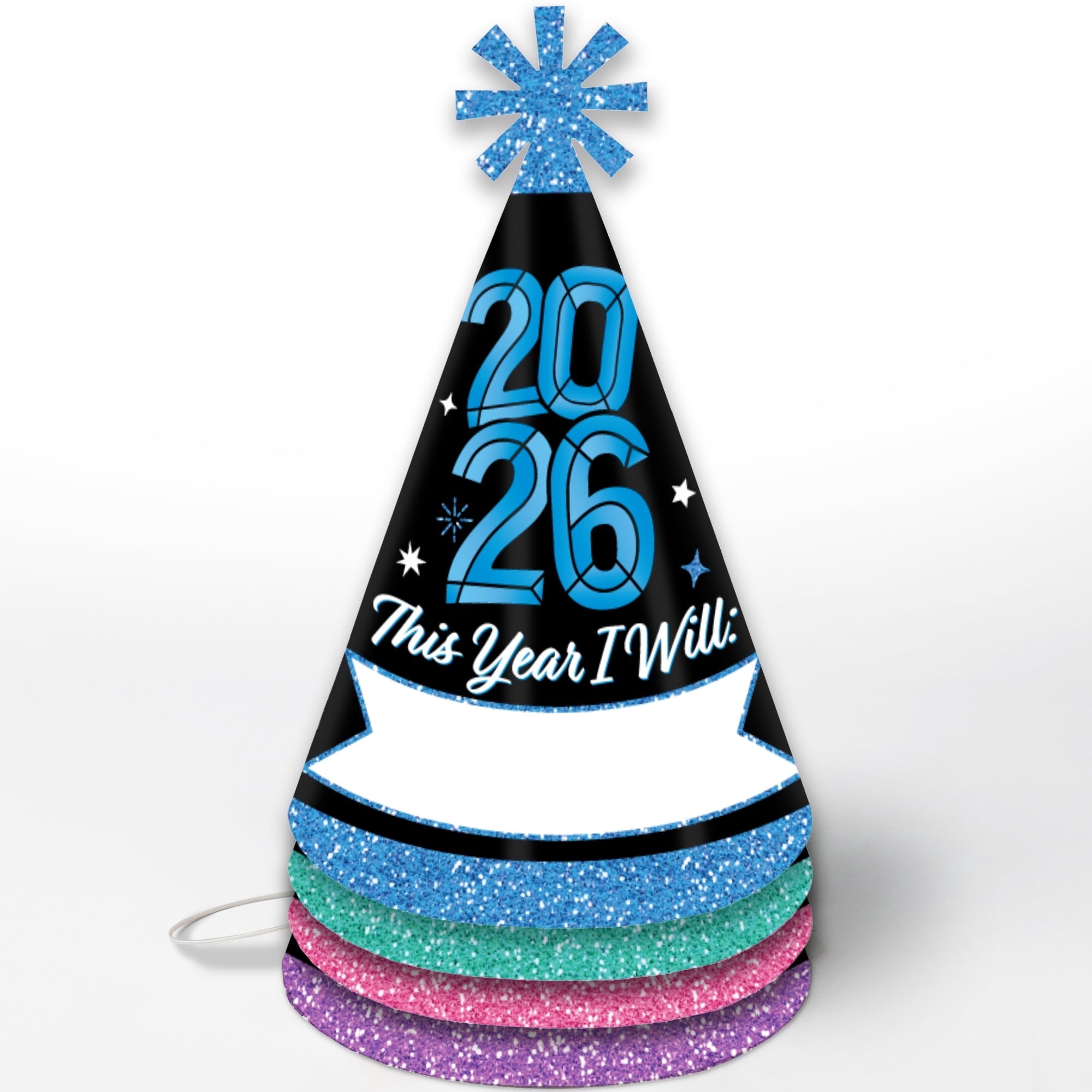 Big Dot of Happiness Colorful New Year Cone Hat, 2026 New Year's Eve ...