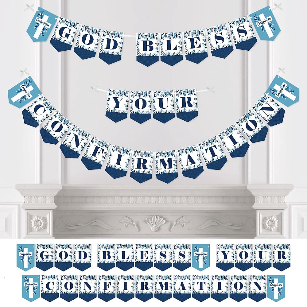 Big Dot of Happiness Confirmation Blue Elegant Cross - Boy Religious ...