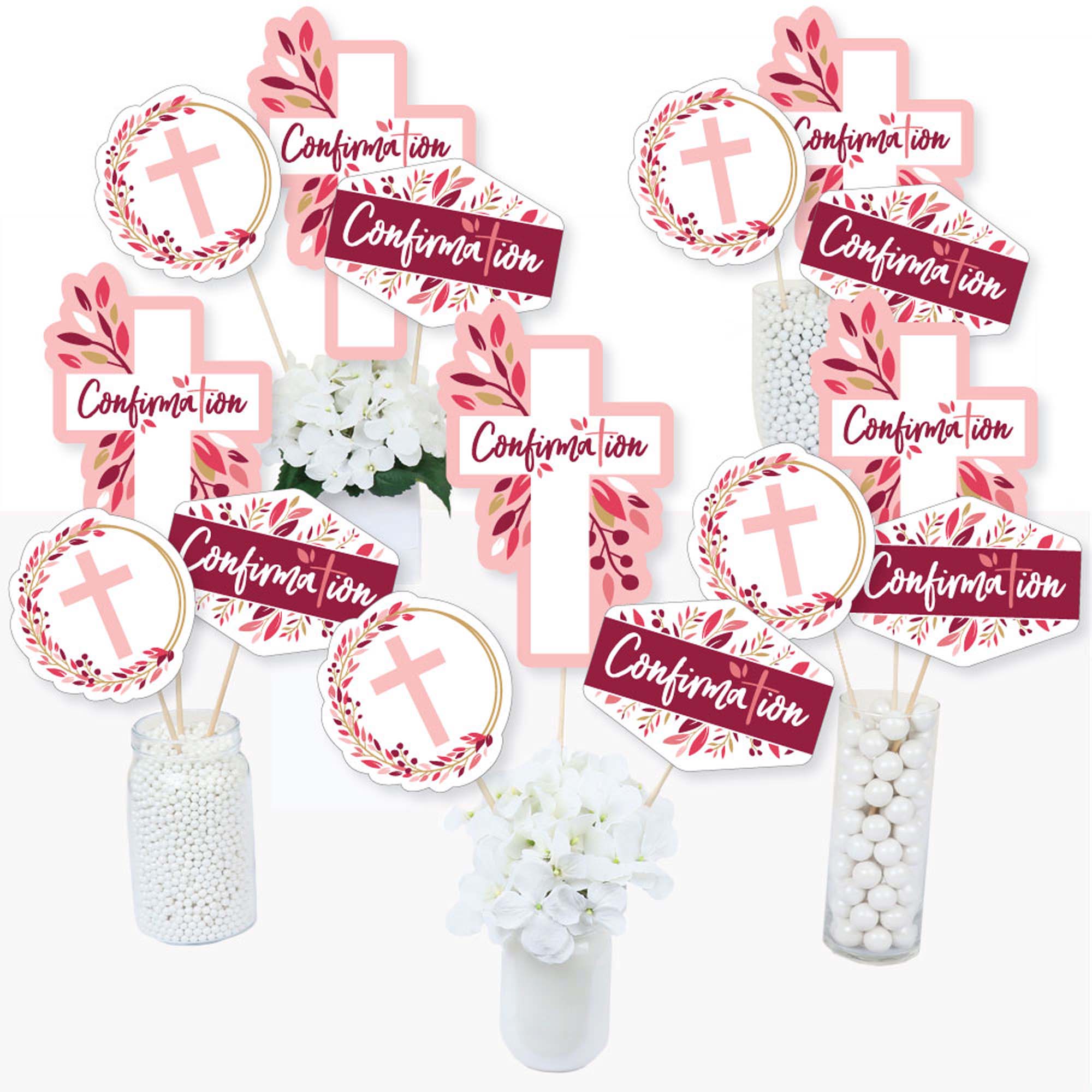Big Dot of Happiness Confirmation Pink Elegant Cross - Girl Religious ...