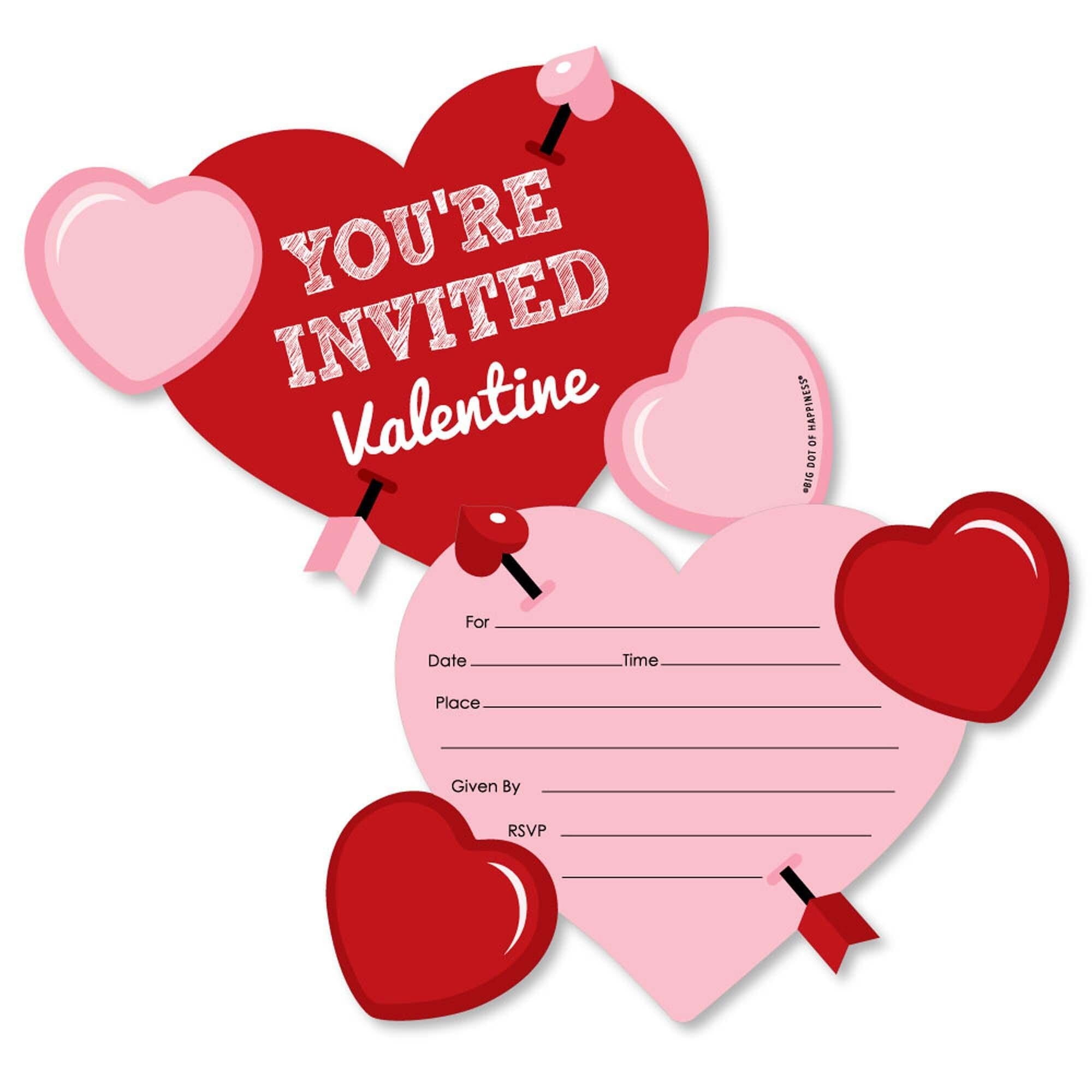 Big Dot of Happiness Conversation Hearts - Shaped Fill-in Invitations ...