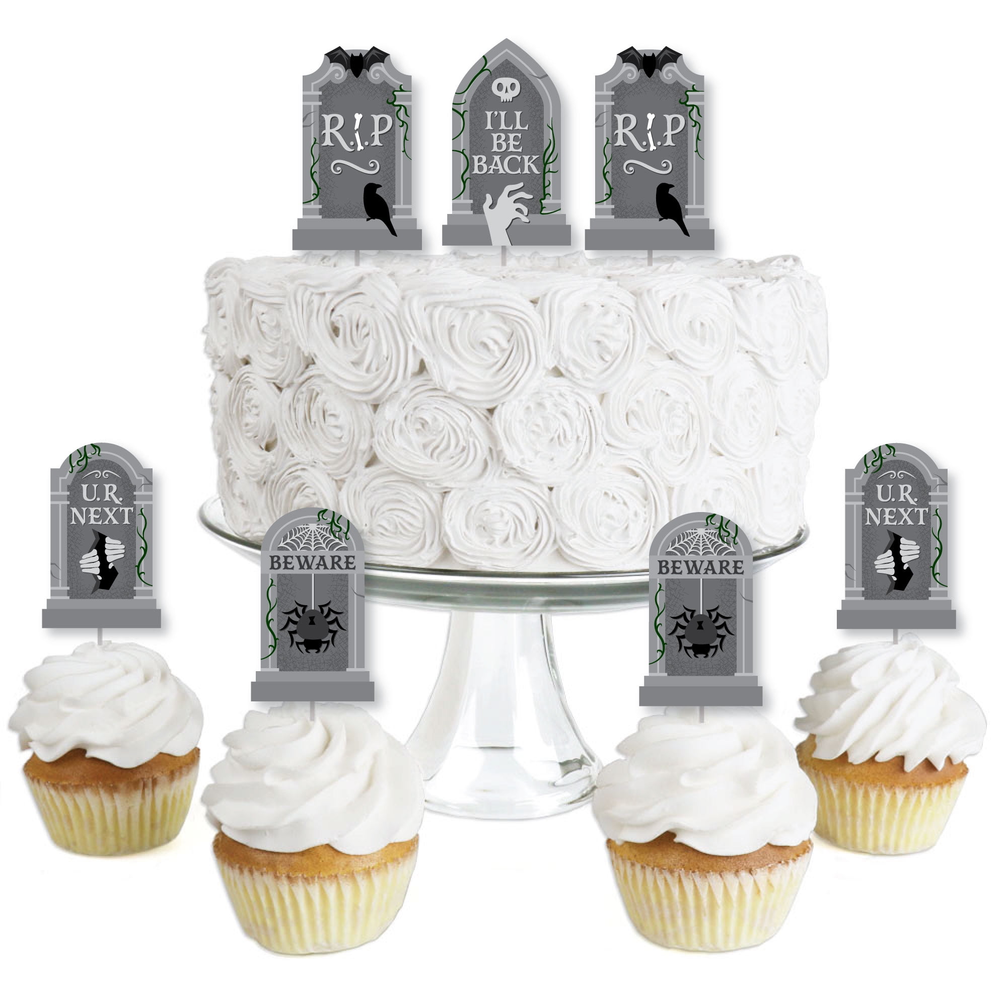 Big Dot of Happiness Creepy Cemetery - Dessert Cupcake Toppers - Spooky ...