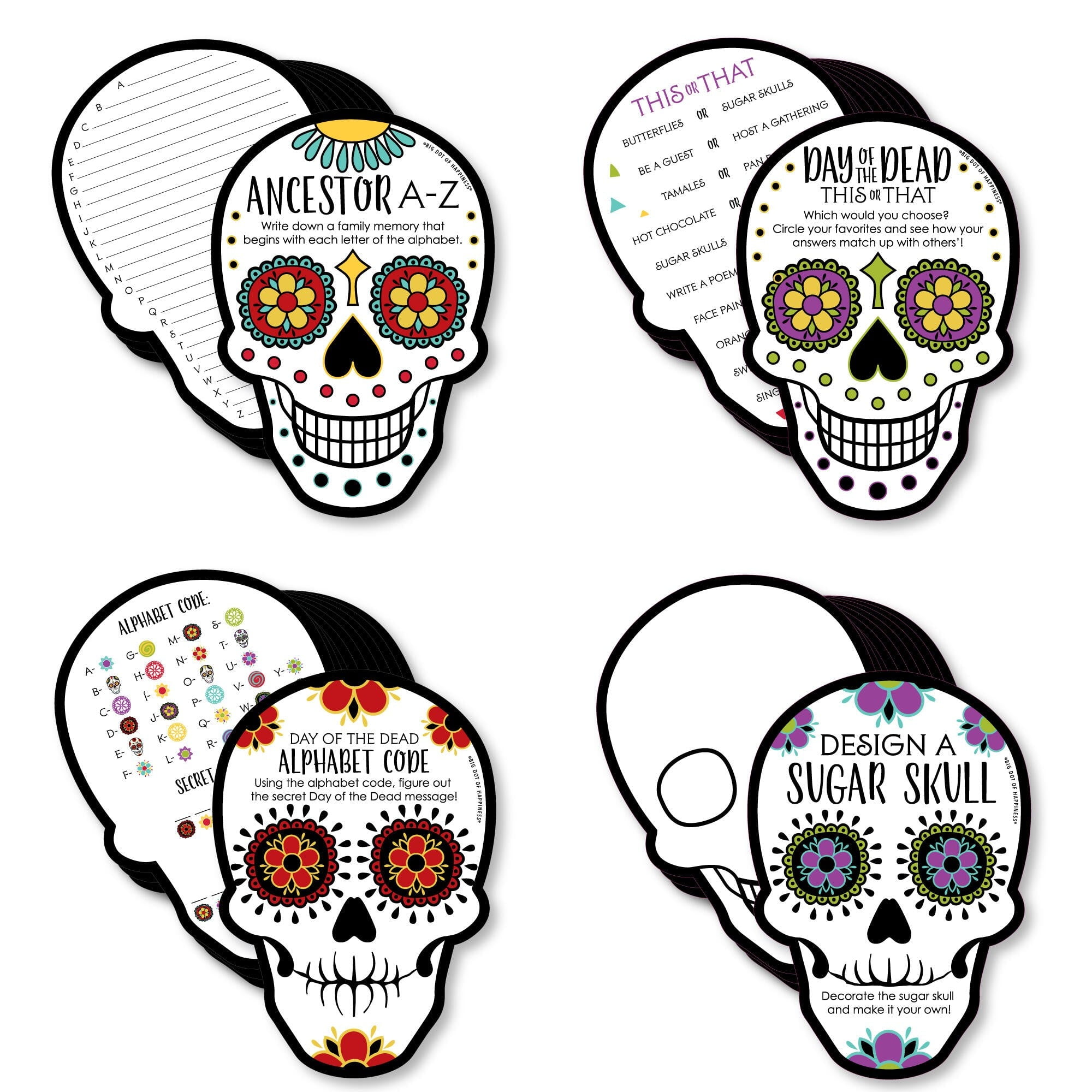 Big Dot of Happiness Day of the Dead - 4 Sugar Skull Party Games - 10 ...