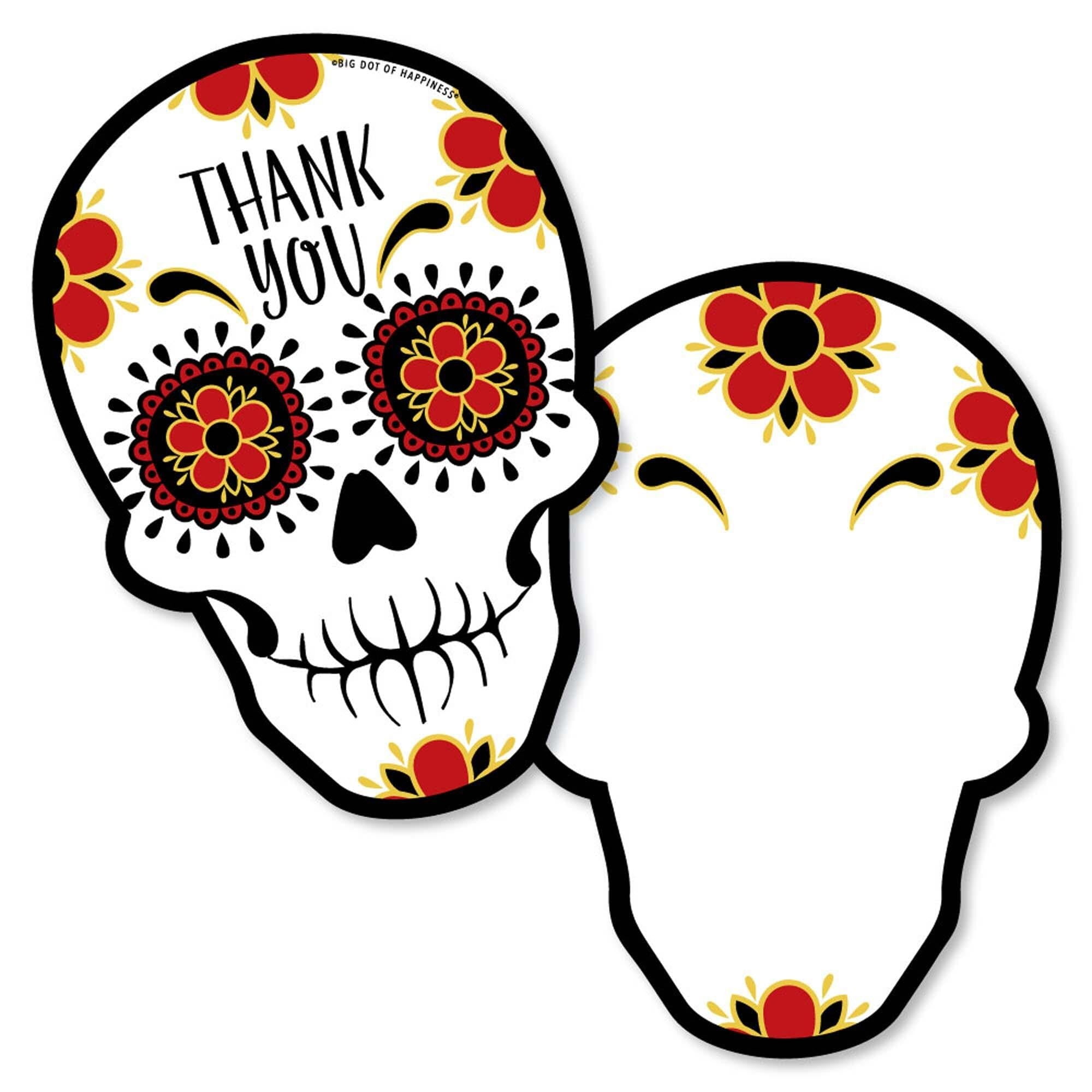 Big Dot of Happiness Day of the Dead - Shaped Thank You Cards - Sugar ...