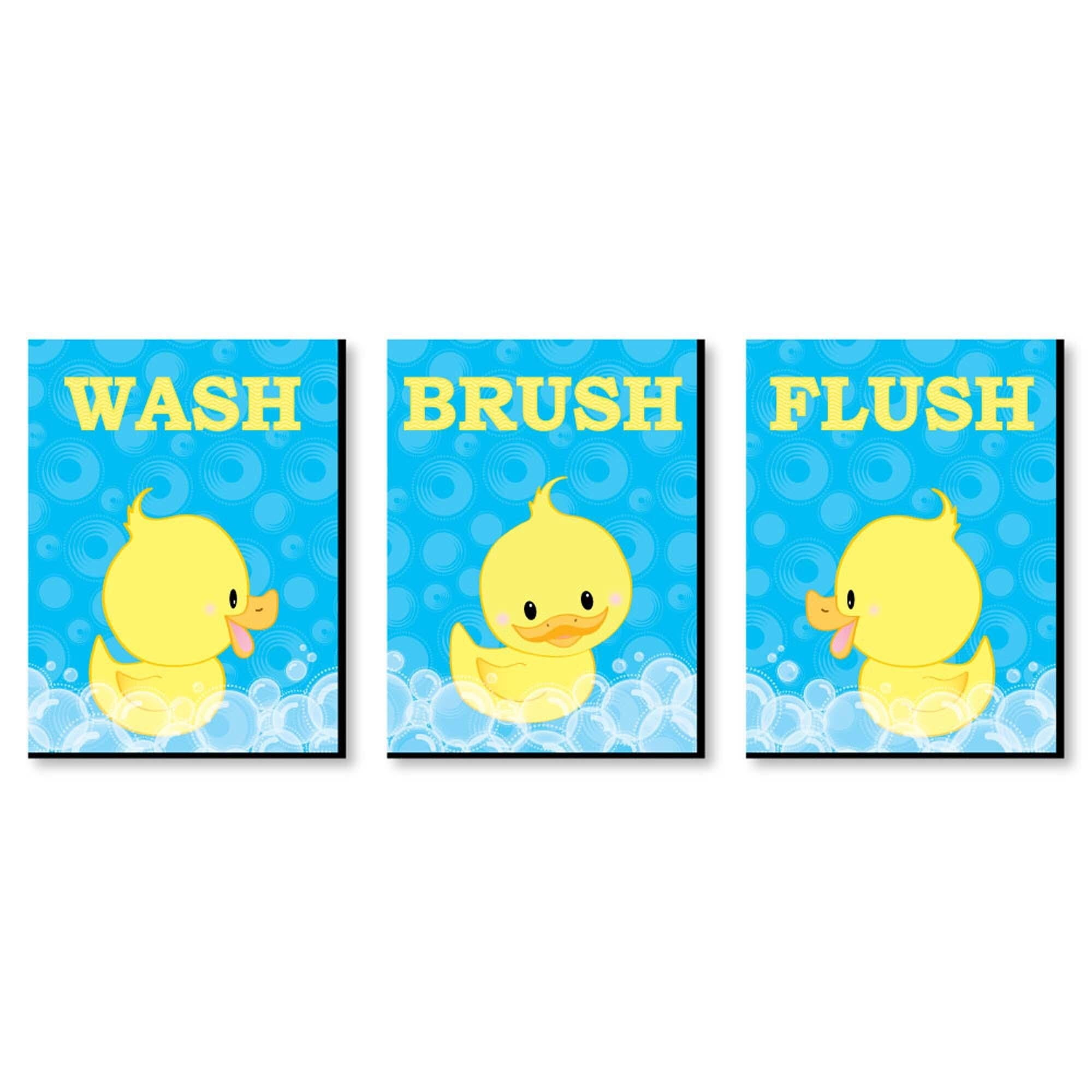 Big Dot of Happiness Ducky Duck - Kids Bathroom Rules Wall Art - 7.5 x ...
