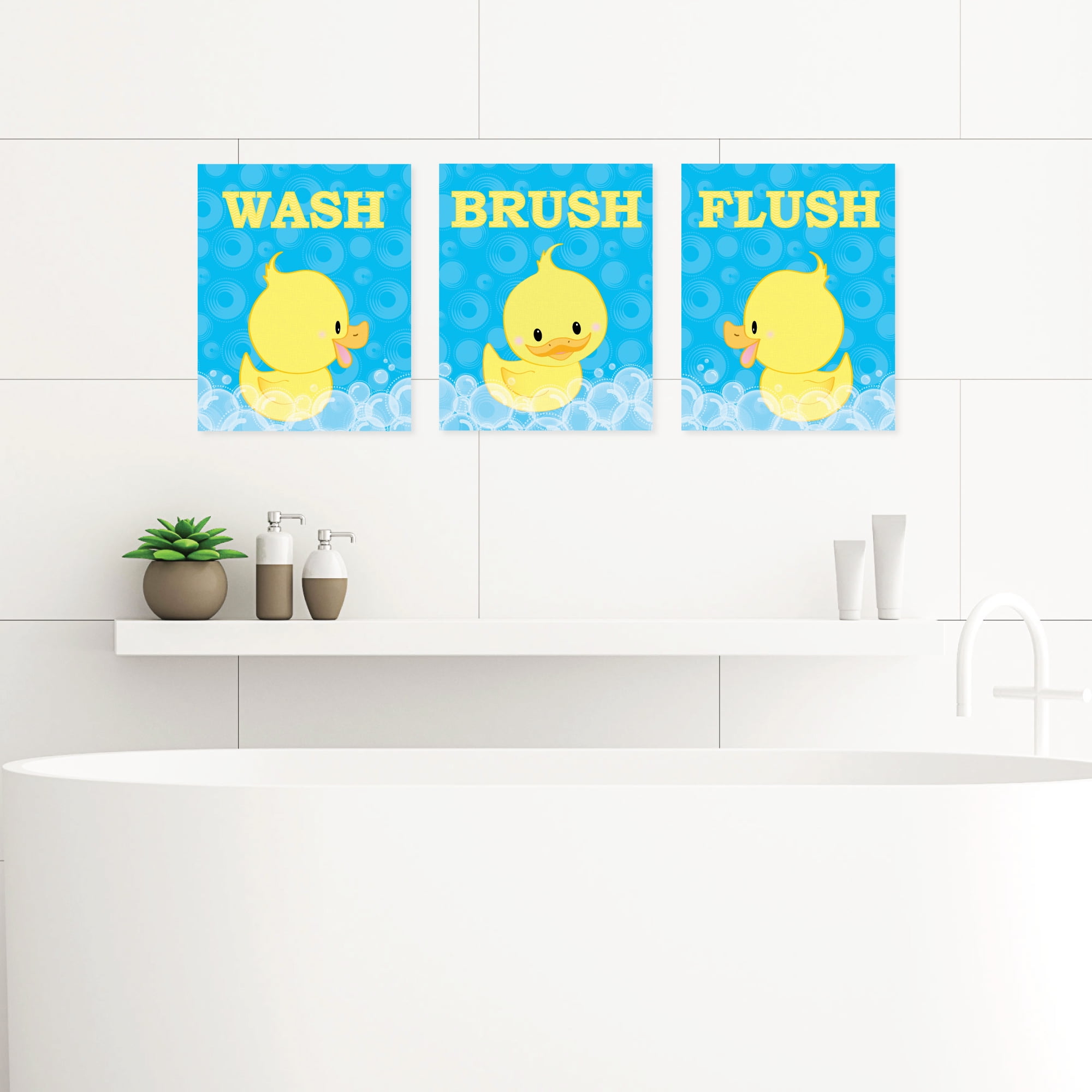 Big Dot of Happiness Ducky Duck - Unframed Wash, Brush, Flush ...